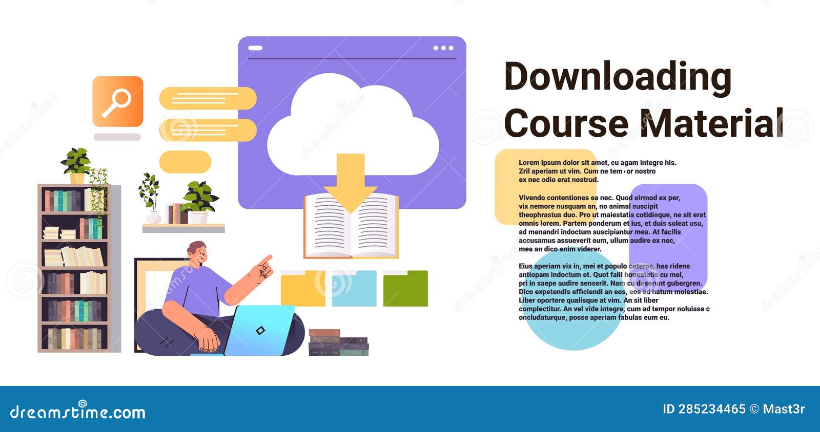 Student Downloading Course Material from Virtual Cloud Online Education ...