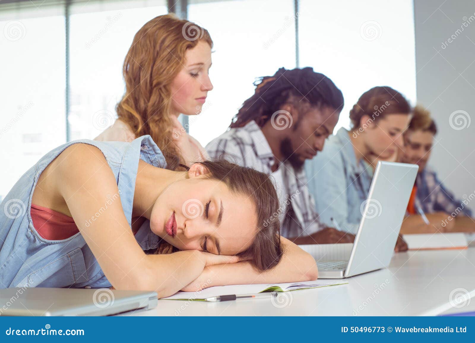 Student Dozing during a Class Stock Image - Image of class, bored: 50496773