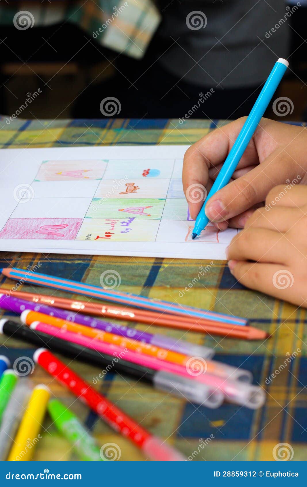 Student drawing stock photo. Image of crayons, handwriting - 28859312