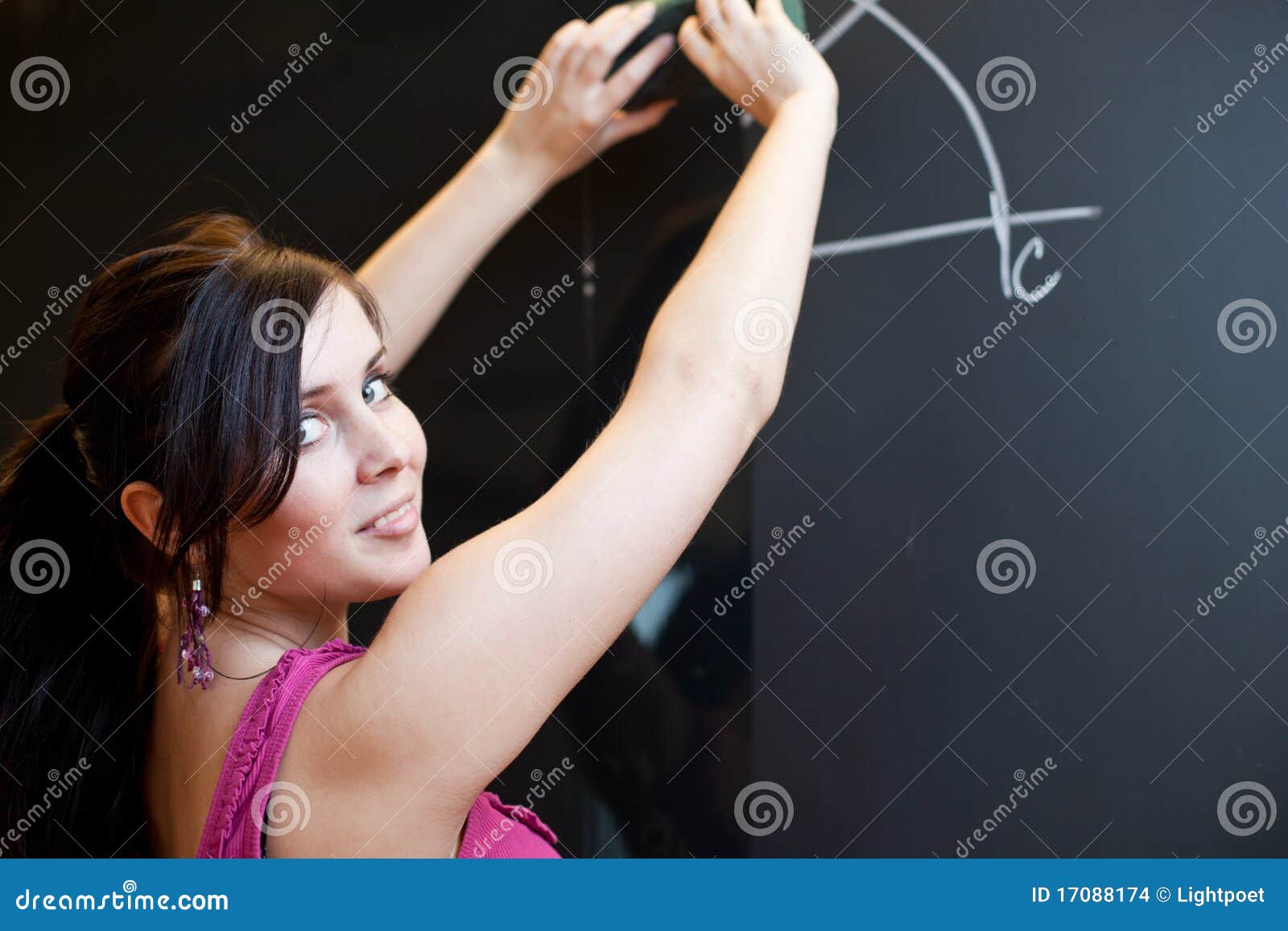 Student Drawing on the Chalkboard/blackboar Stock Photo - Image of ...