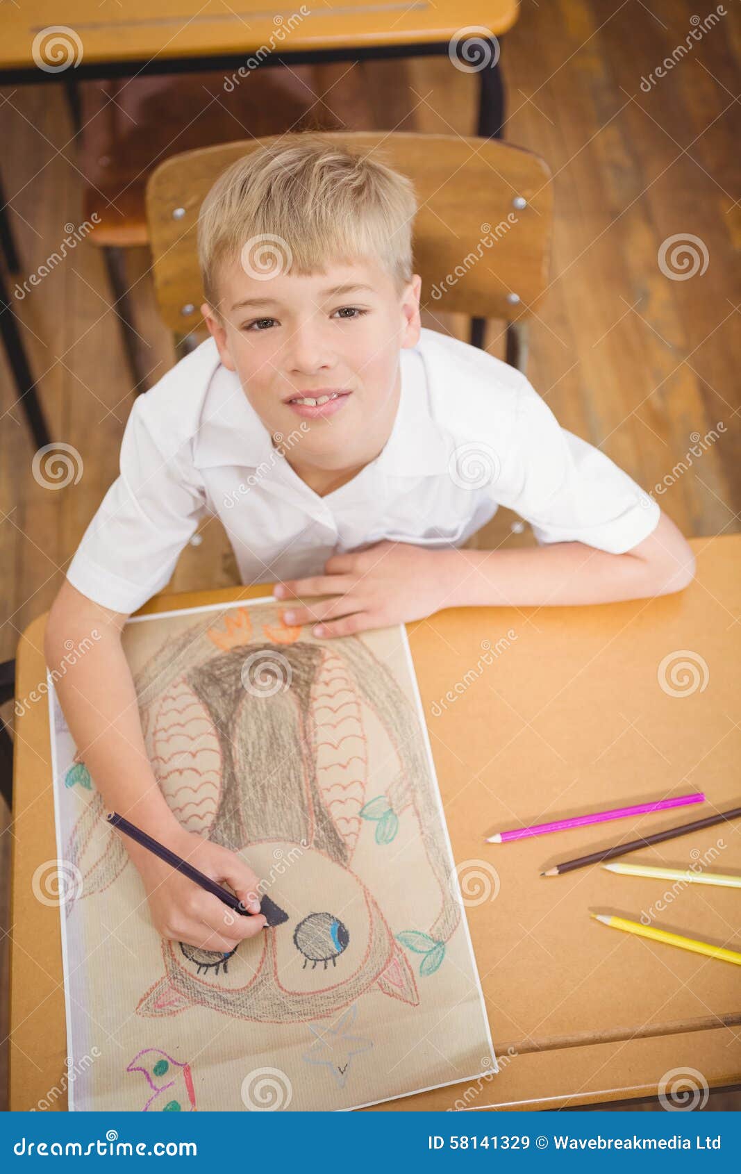 Student Drawing on a Sheet of Paper Stock Image - Image of creative ...