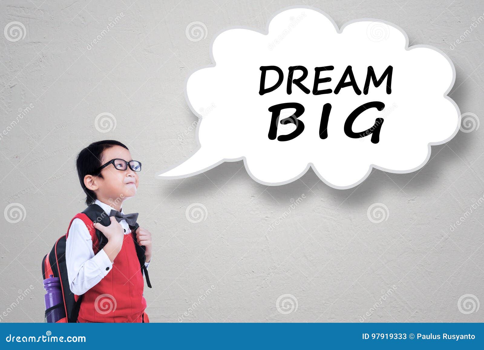 Student with Dream Big Text on Speech Bubble Stock Image - Image of ...