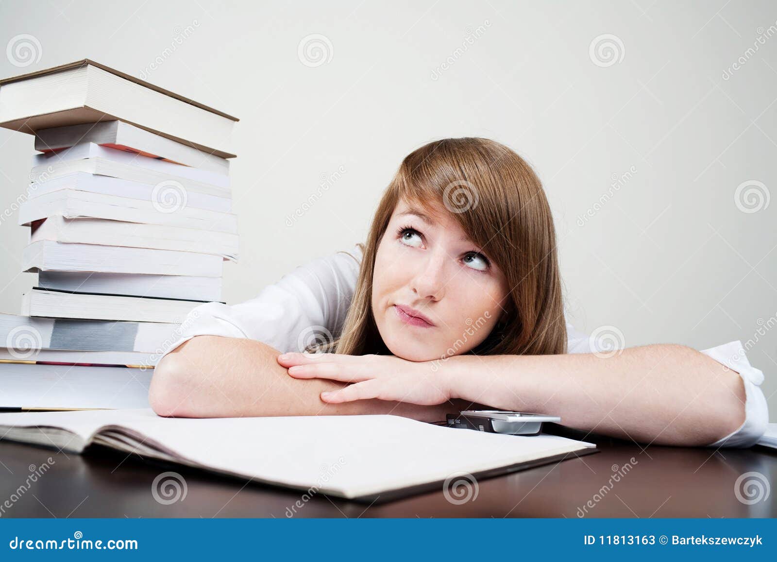 Student dreaming stock image. Image of indoors, girl - 11813163