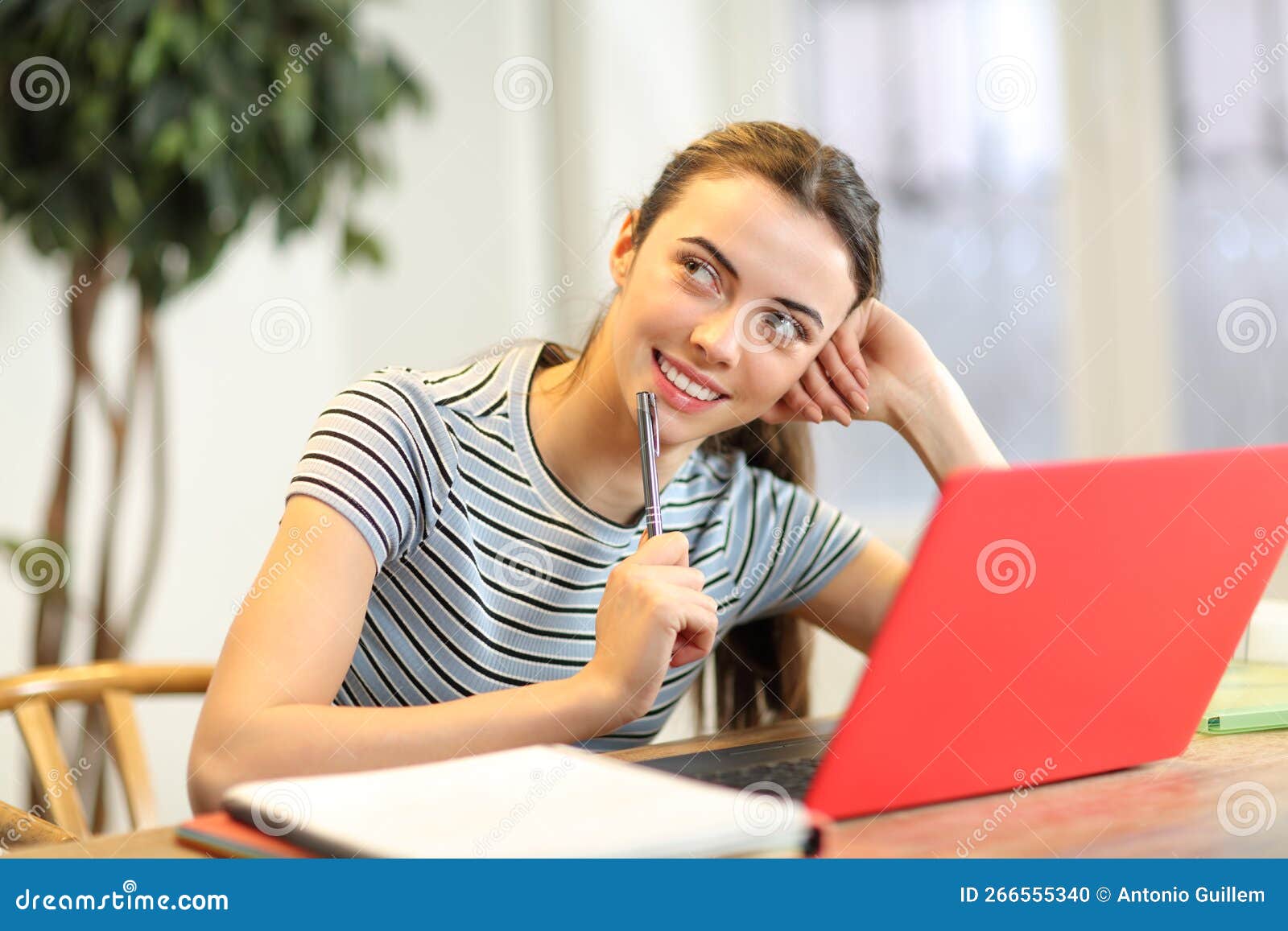 Student Dreaming Looking Above Stock Photo - Image of apartment ...