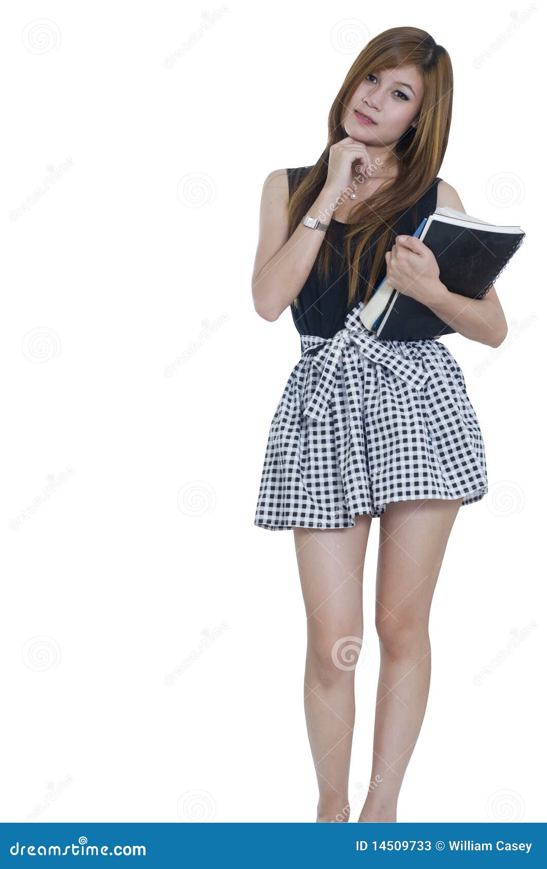 Student in a dress stock image. Image of happy, camera - 14509733
