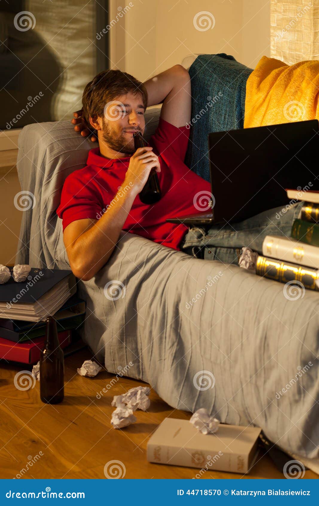 Student drinking beer stock photo. Image of room, pause - 44718570