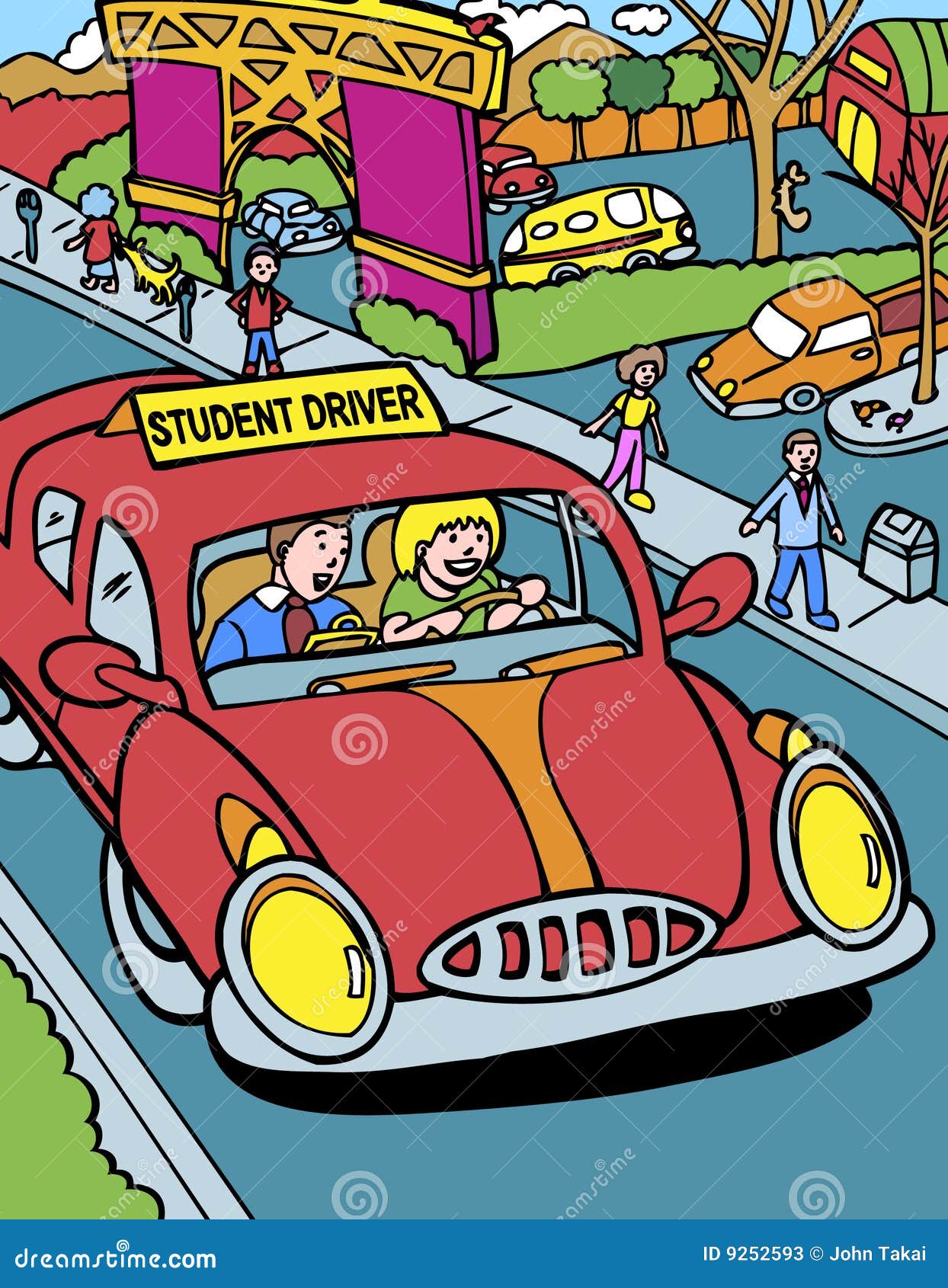 Student Driver with Instructor Stock Vector - Illustration of tutor ...