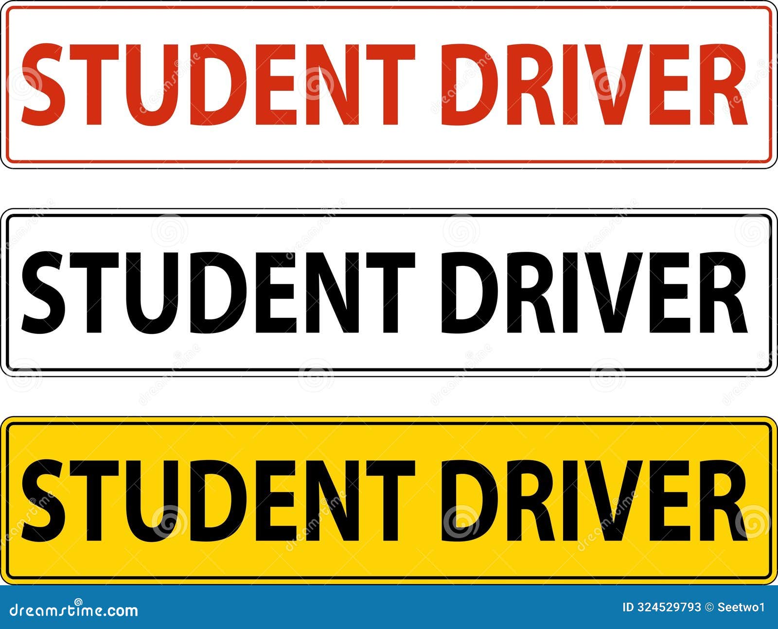 Student Driver Magnetic Car Sign, Student Driver Stock Vector ...