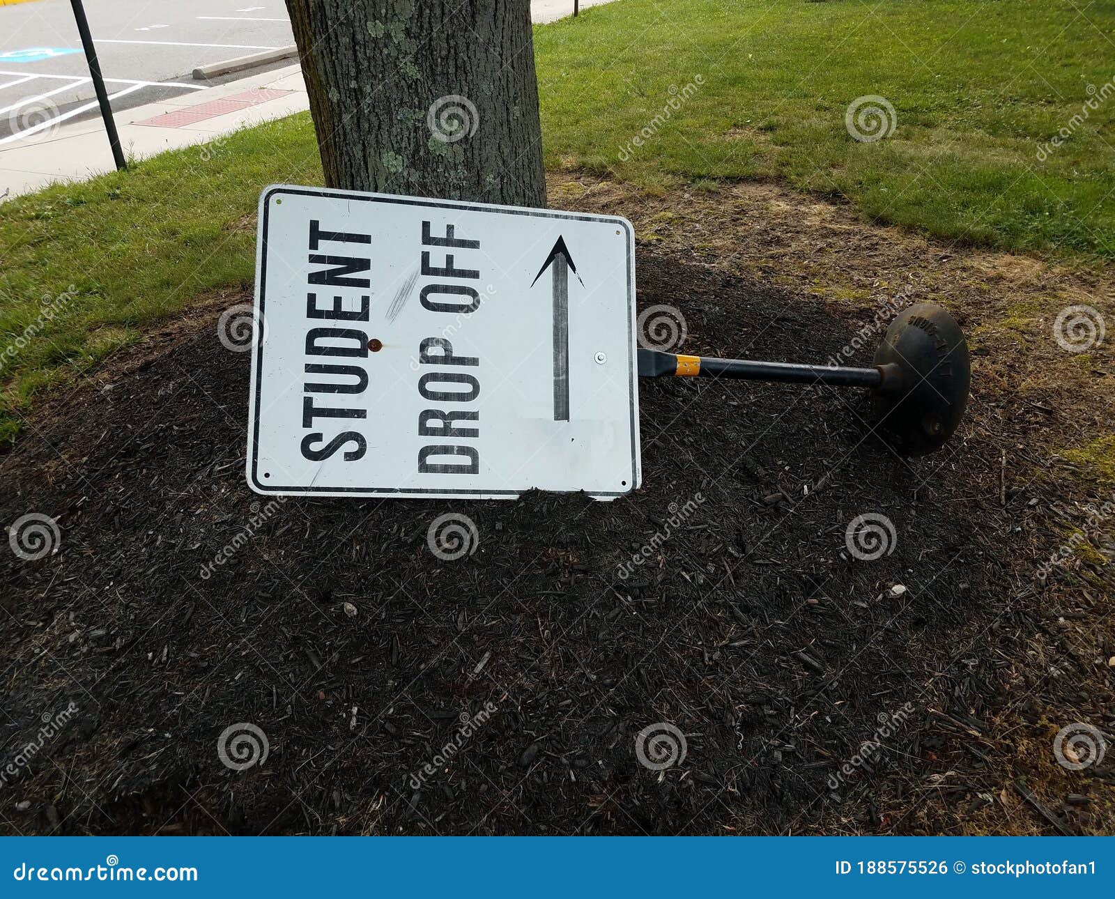 Student Drop Off Sign with Arrow on the Ground Stock Photo - Image of ...