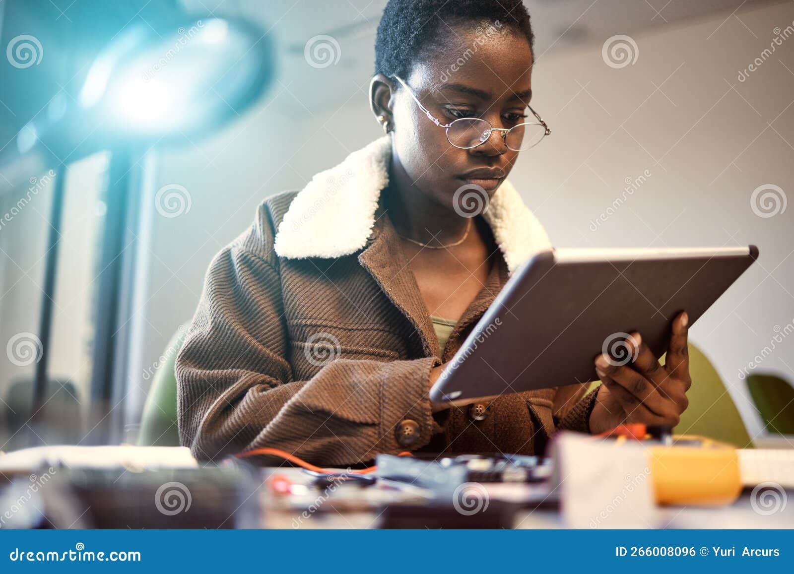 Student, Education and Black Woman with Tablet for Learning, Knowledge ...