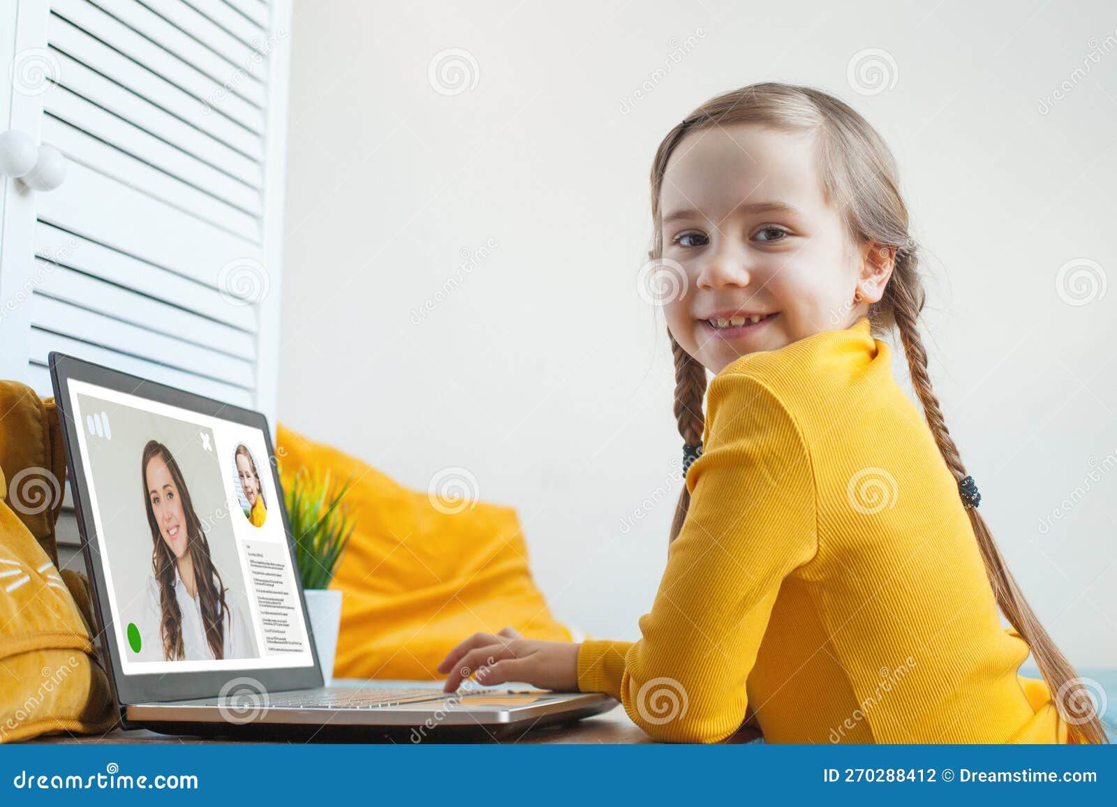 Student, Education and Remote Learning with Happy Little Girl in Her ...