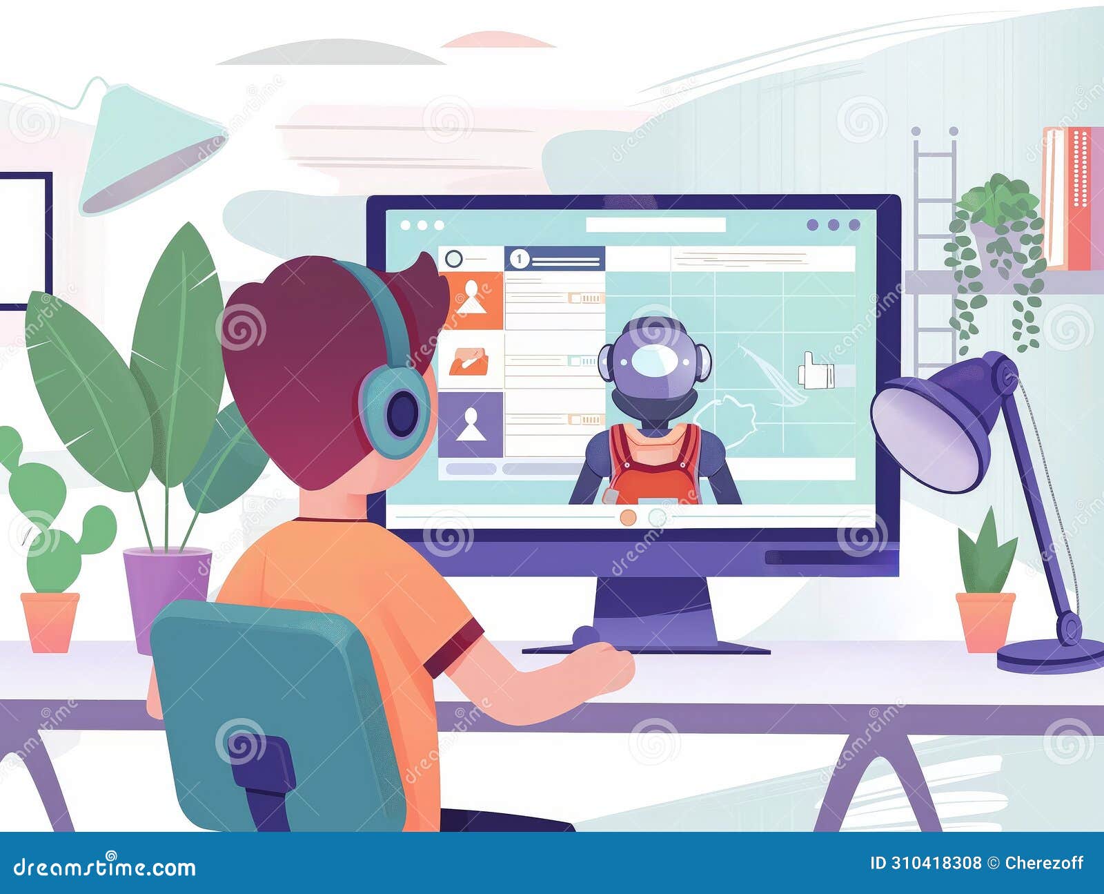 Remote Learning with Futuristic AI Tutor Stock Photo - Image of ...