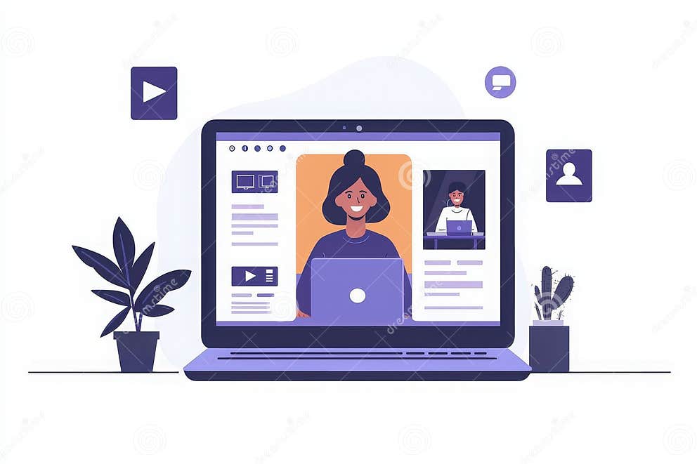 Online Learning Session with a Student at a Laptop Surrounded by Plants ...