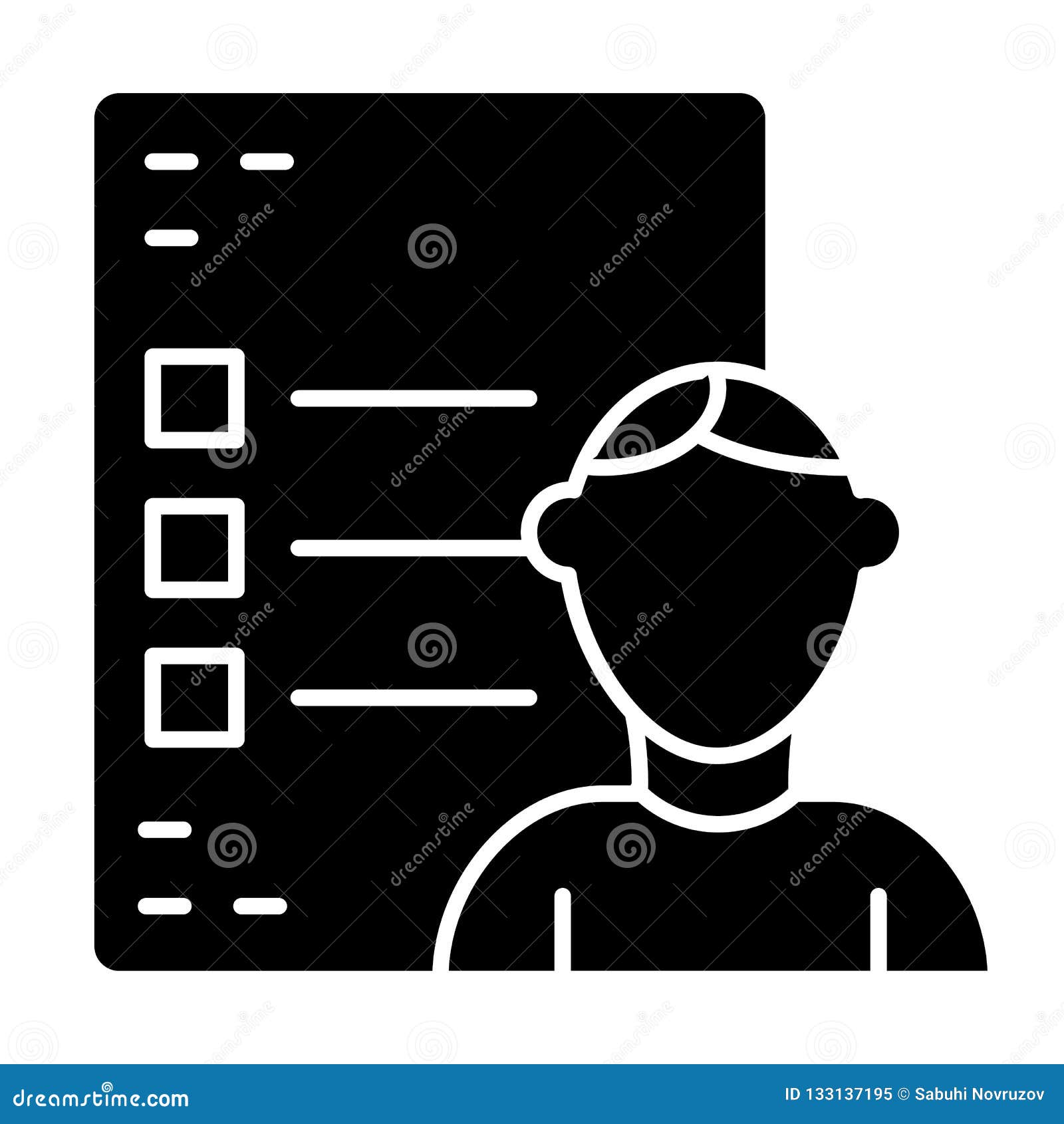 Student and Exam Test Solid Icon. Student and Questionnaire Vector ...