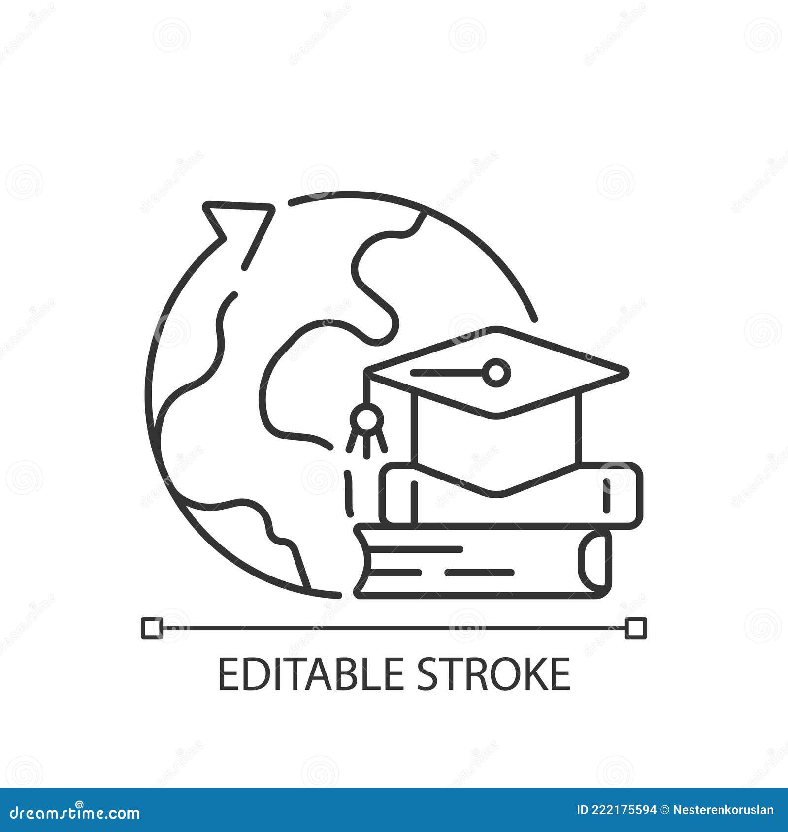 Student Exchange Programme Linear Icon Stock Vector - Illustration of ...