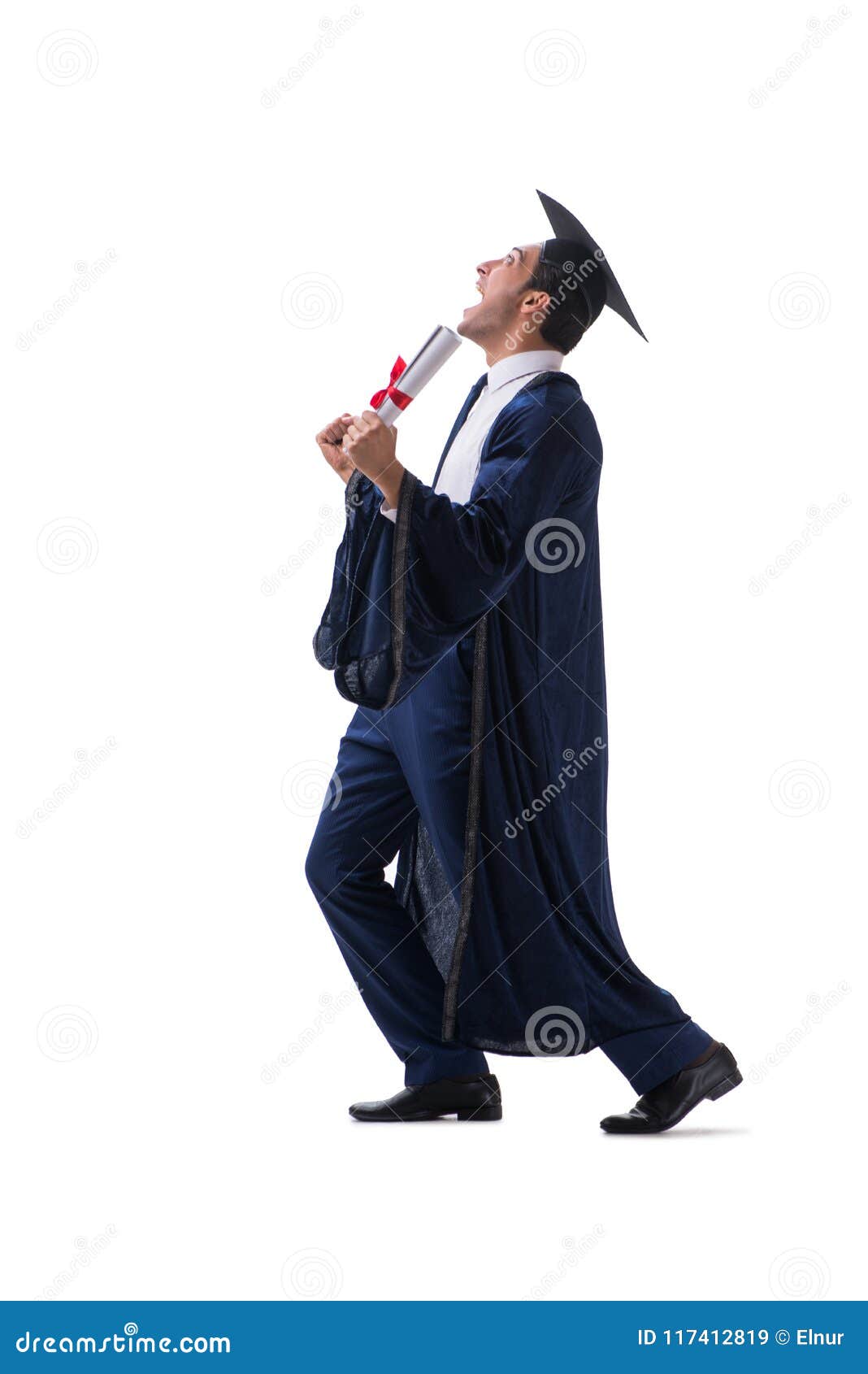 The Student Excited at His Graduation Isolated on White Stock Image ...