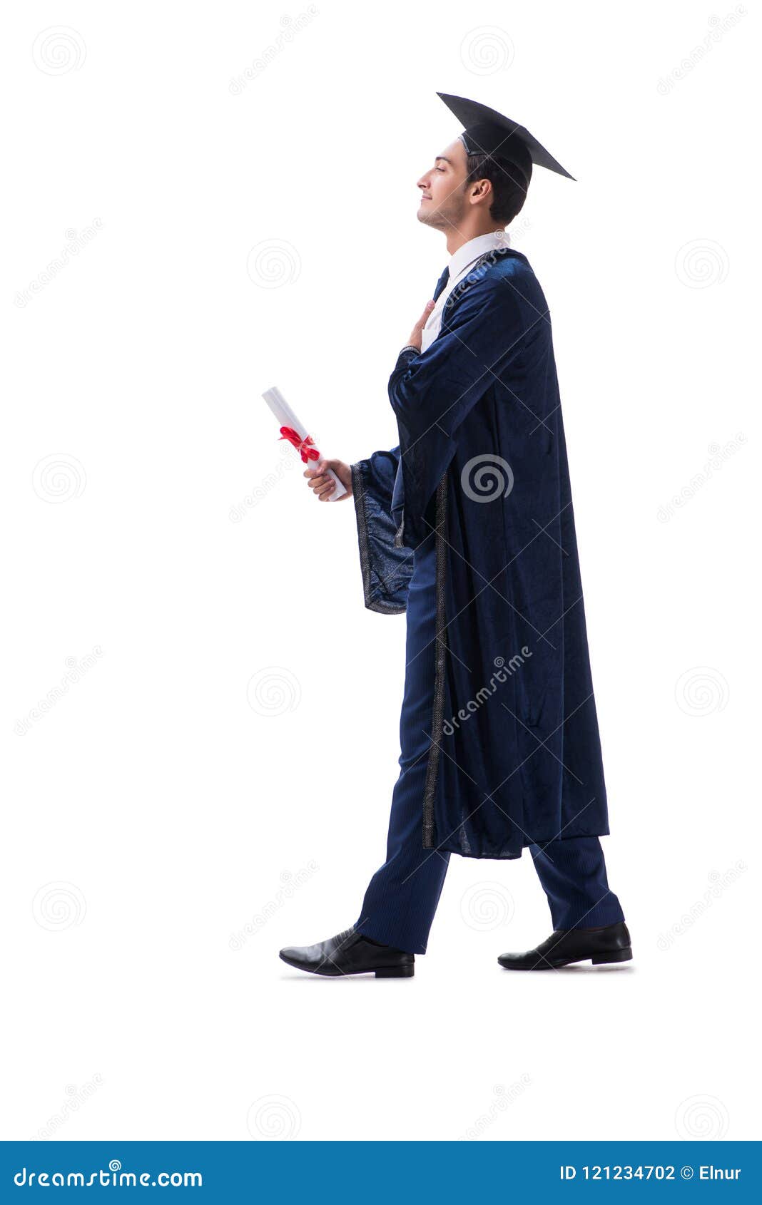 The Student Excited at His Graduation Isolated on White Stock Photo ...