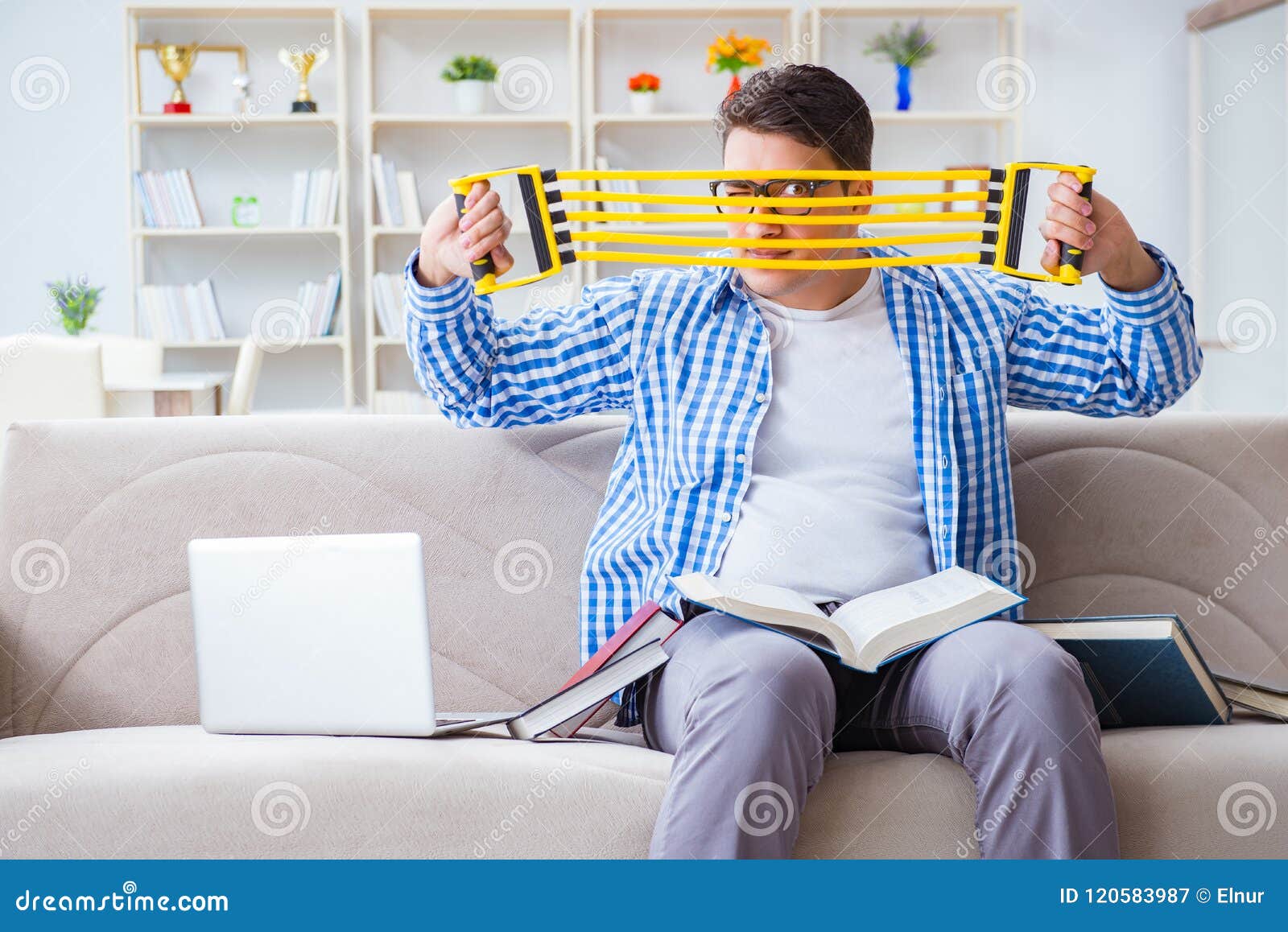 The Student Exercising while Preparing for Exams Stock Image - Image of ...