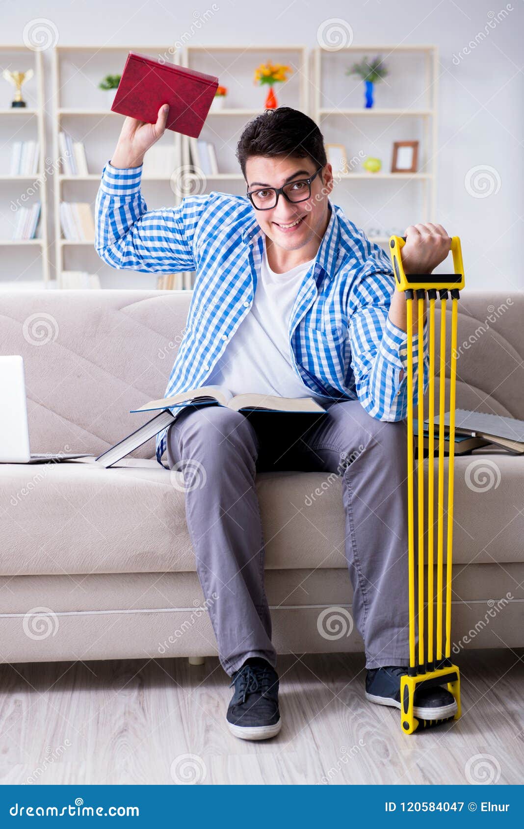 The Student Exercising while Preparing for Exams Stock Image - Image of ...