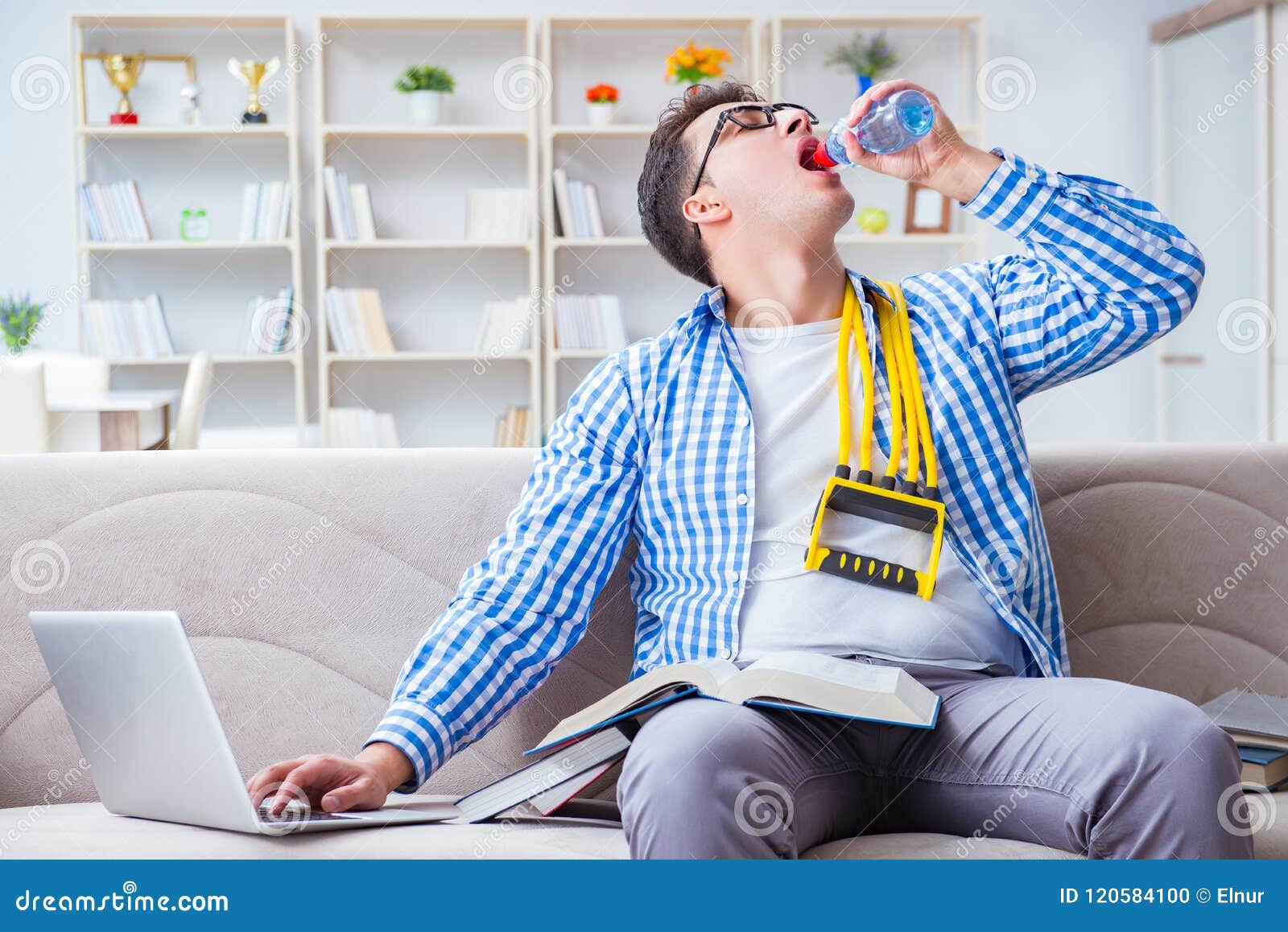 The Student Exercising while Preparing for Exams Stock Photo - Image of ...