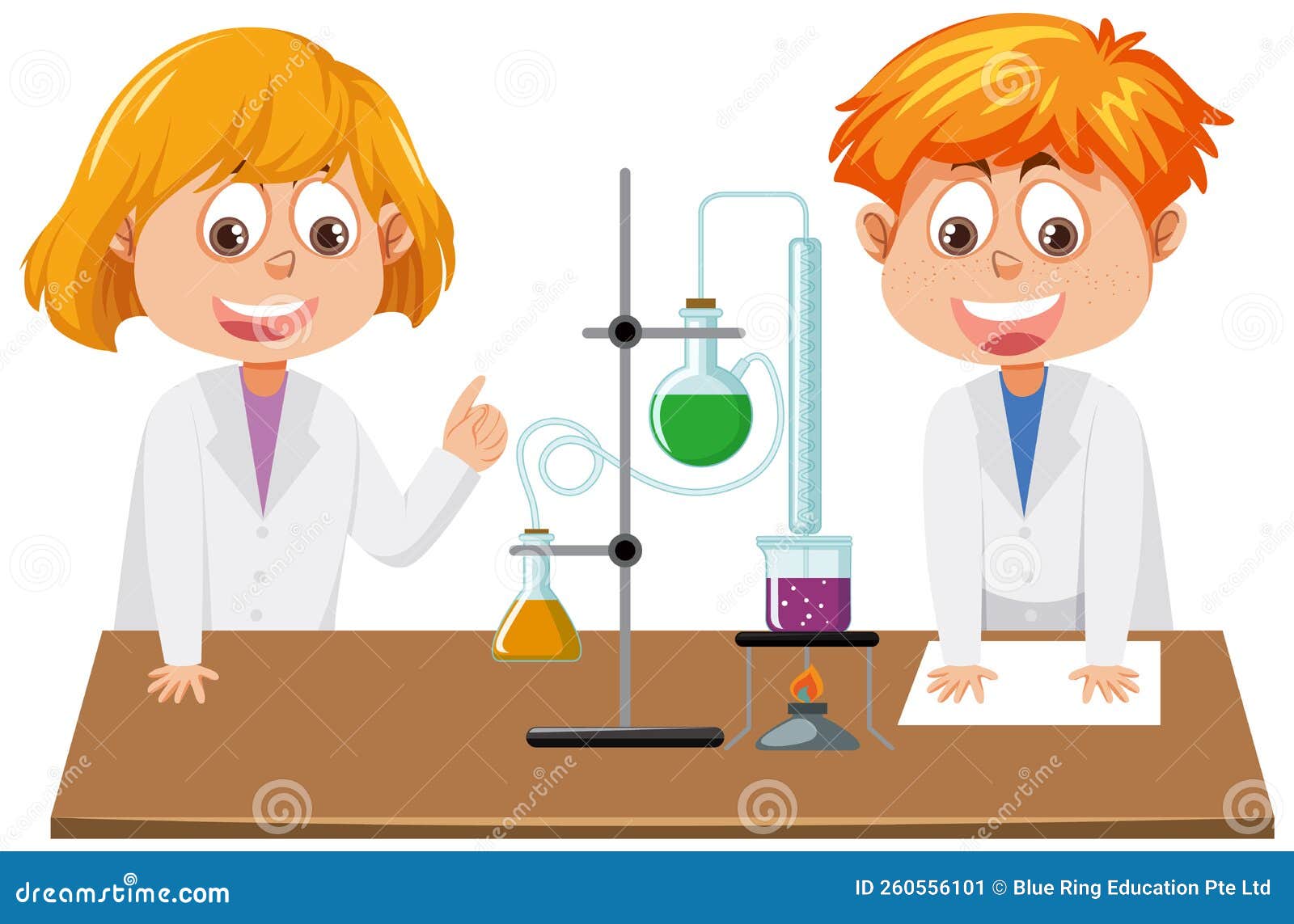 Student Experiment Using Science Equipments Stock Vector - Illustration ...