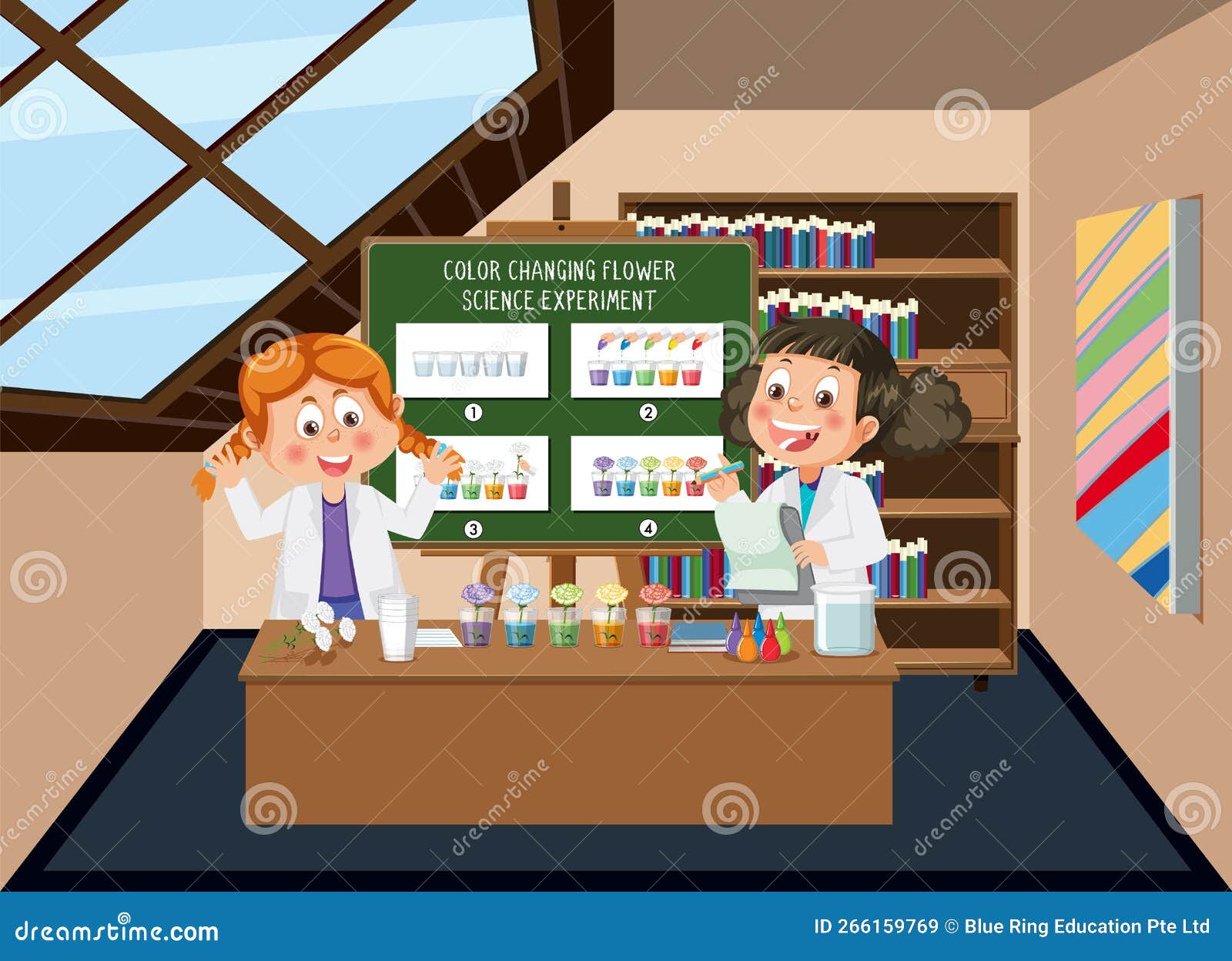 Student Explaining Skittles Rainbow Science Experiment Vector ...