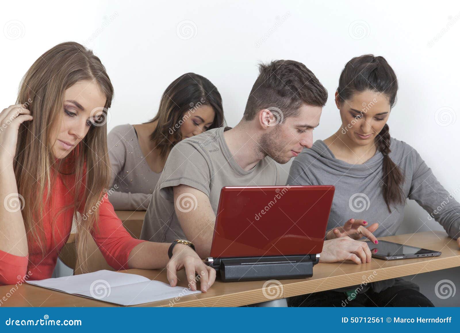 Student Explains Something on Her Tablet Pc Stock Image - Image of ...