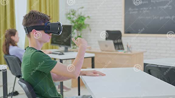 Student Exploring Virtual Reality in Educational Setting Stock Image ...