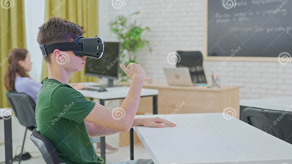 Student Exploring Virtual Reality in Educational Setting Stock Image ...