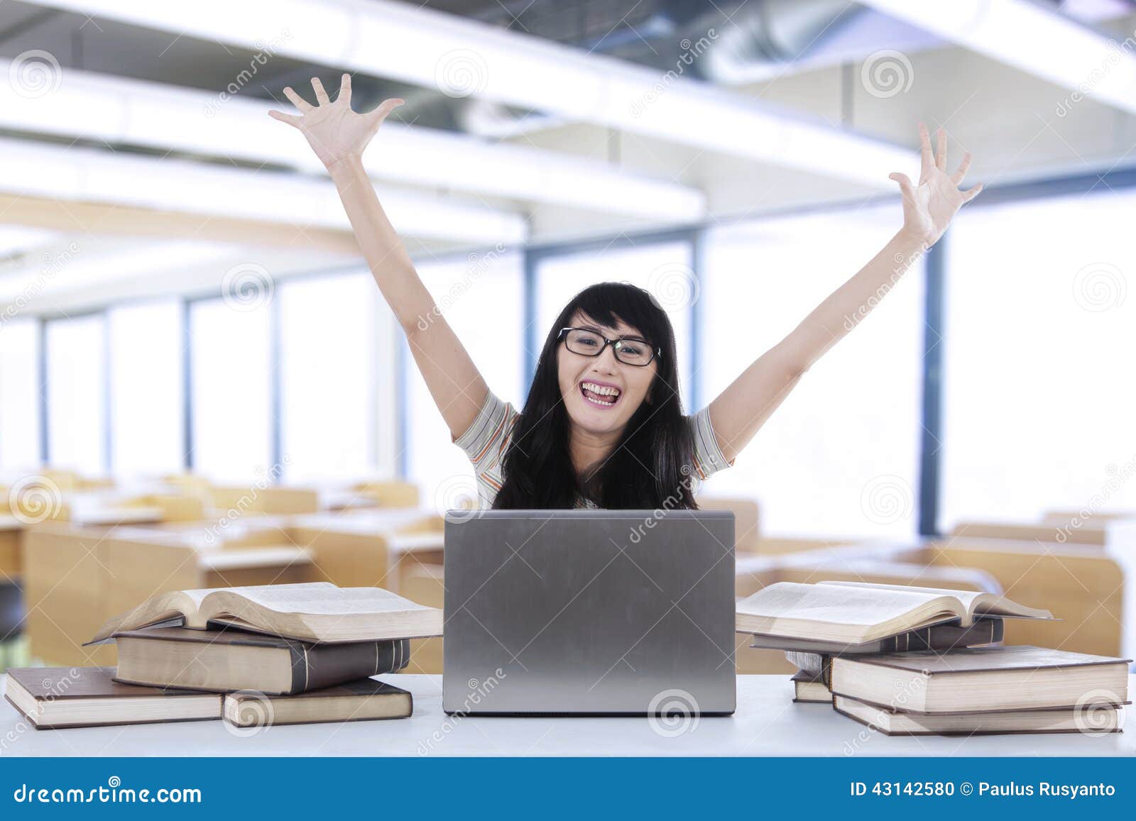 Student Expressing Happiness in the Class Stock Photo - Image of ...
