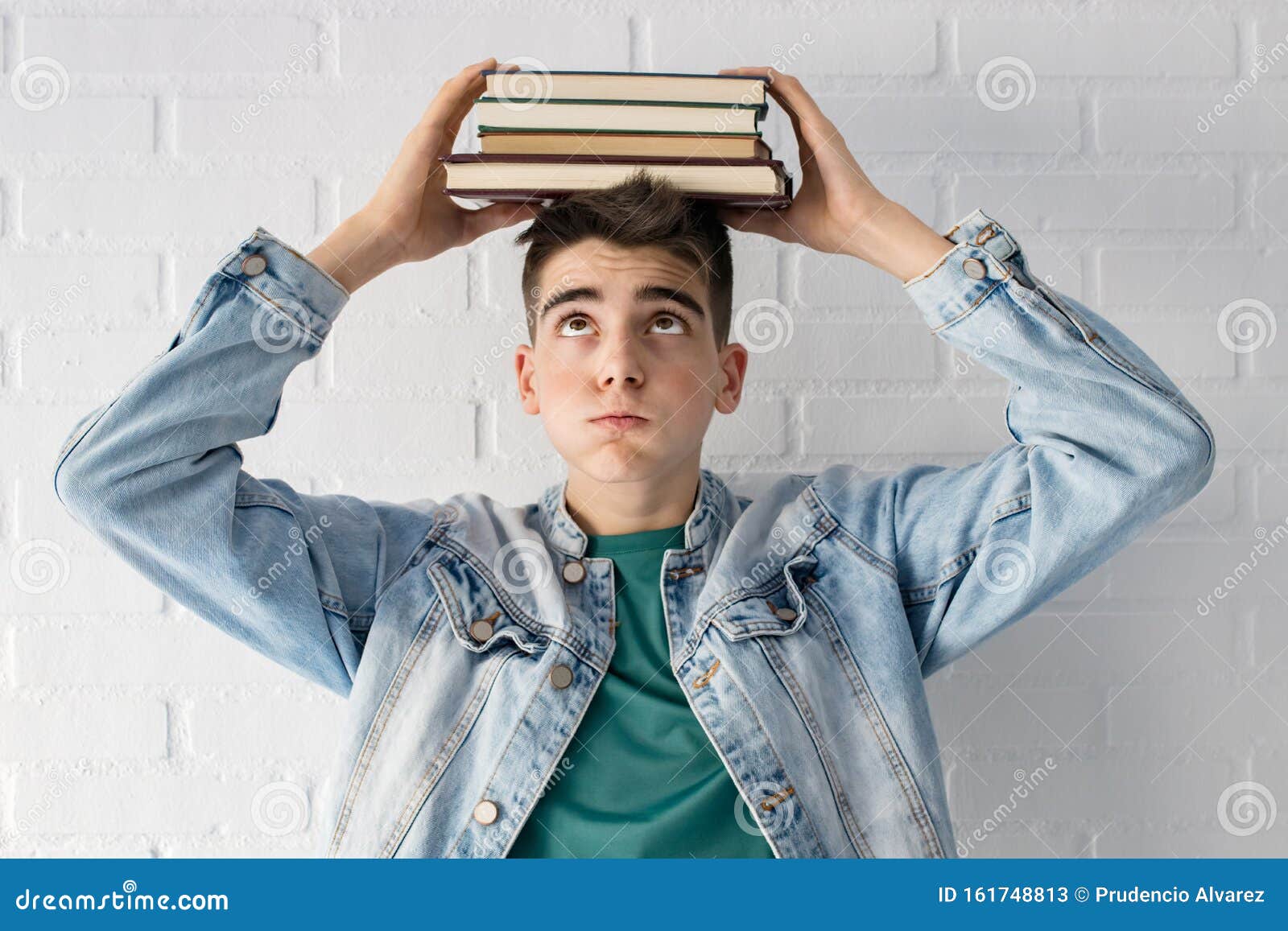 Student with Expression of Burden and Stress with Books Stock Image ...