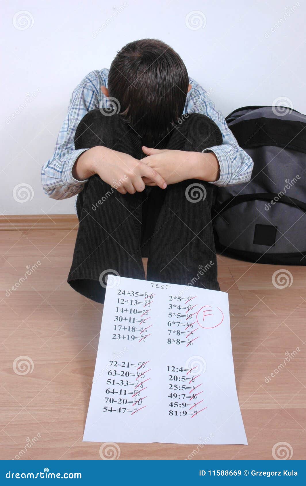 Student with F grade stock image. Image of test, addition - 11588669