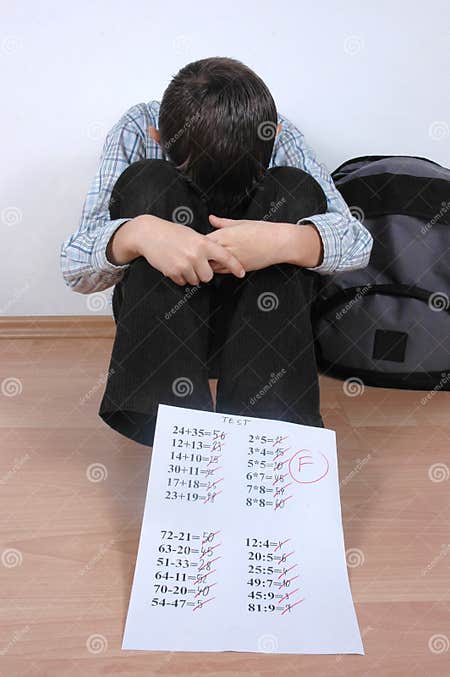 Student with F grade stock image. Image of test, addition - 11588669