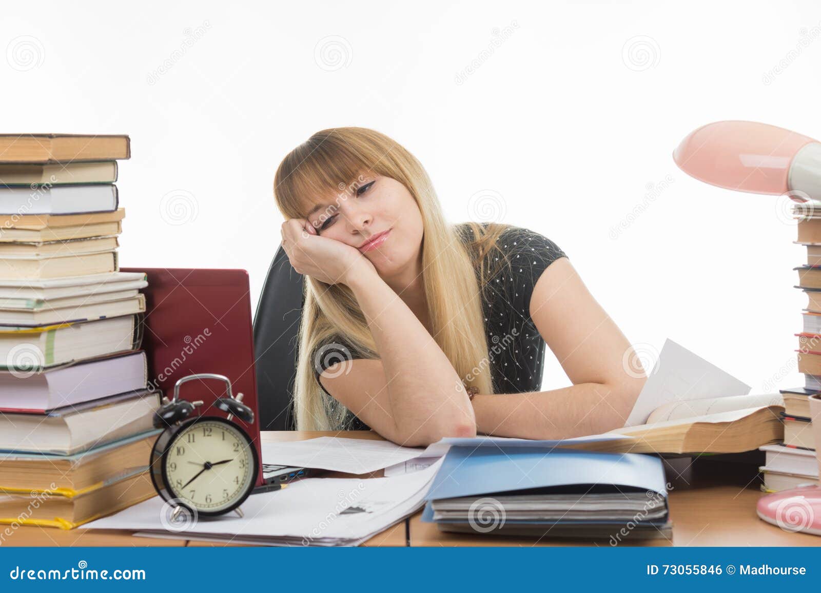 Student Falls Asleep Looking at Screen Stock Photo - Image of nervous ...
