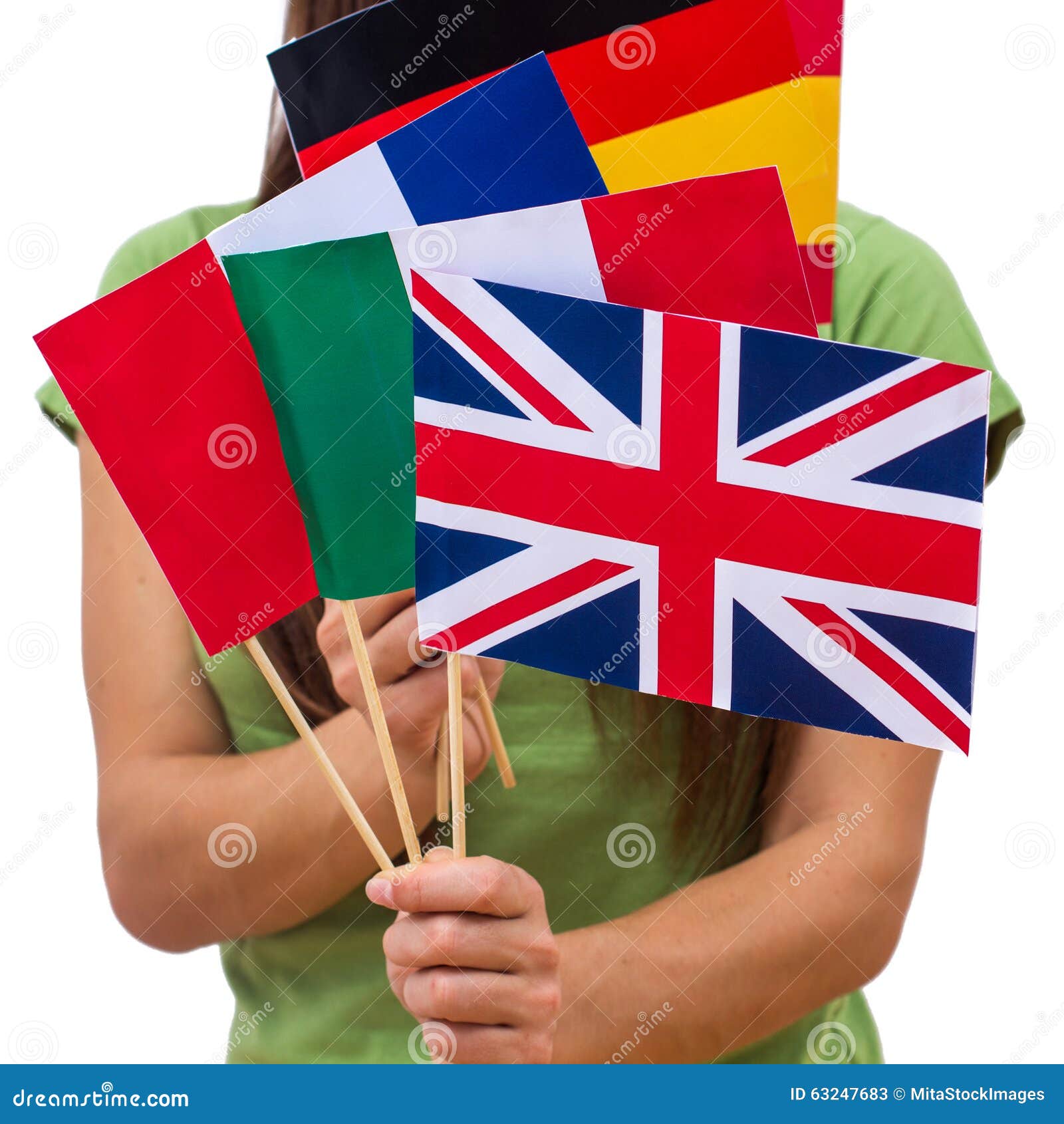 Student Female with International Flags Stock Image - Image of ...