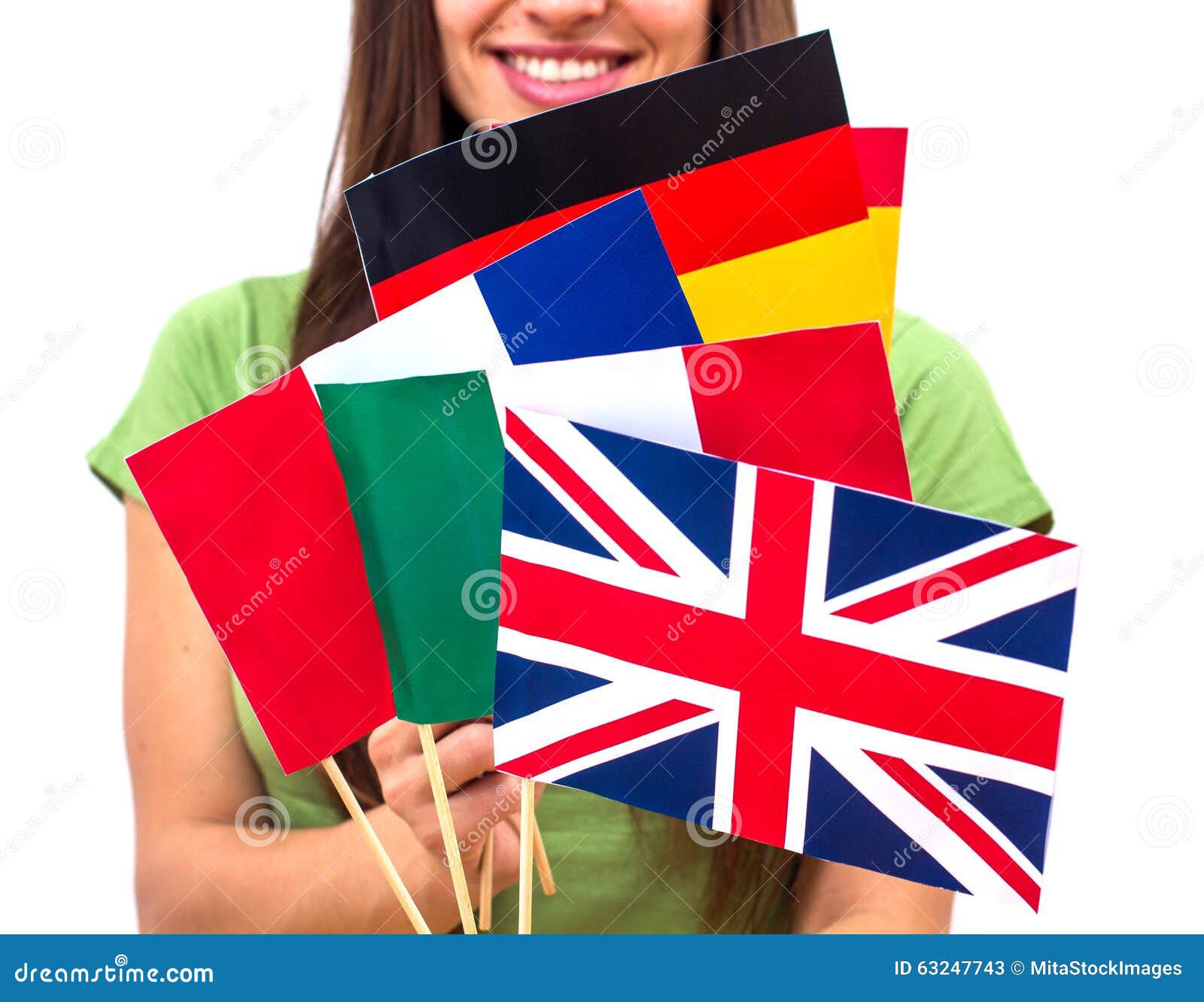 Student Female with International Flags Stock Image - Image of concept ...