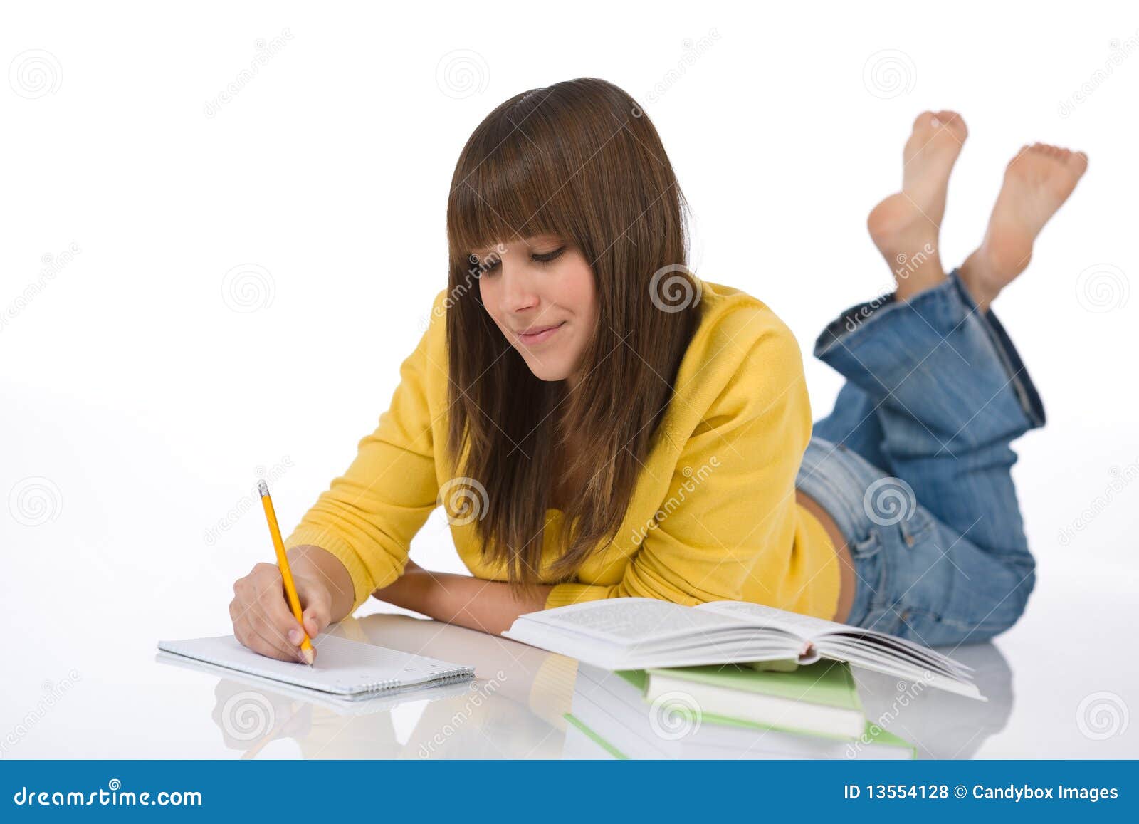 Student - Female Teenager Write Homework Stock Photo - Image of ...