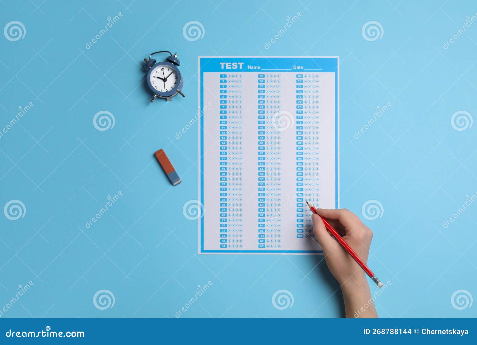 Student Filling Answer Sheet At Table Stock Photography | CartoonDealer ...
