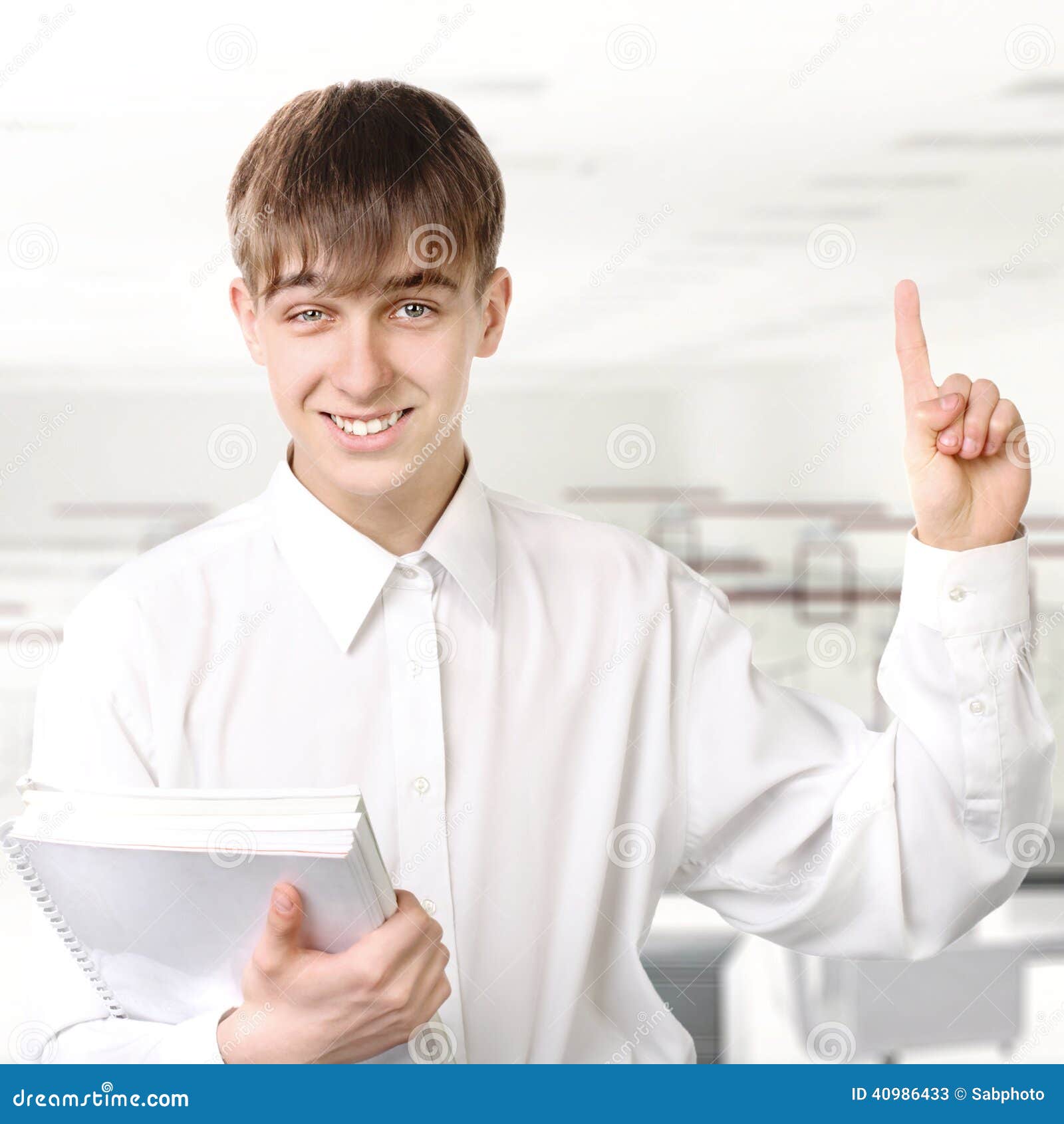 Student with Finger Up stock image. Image of education - 40986433