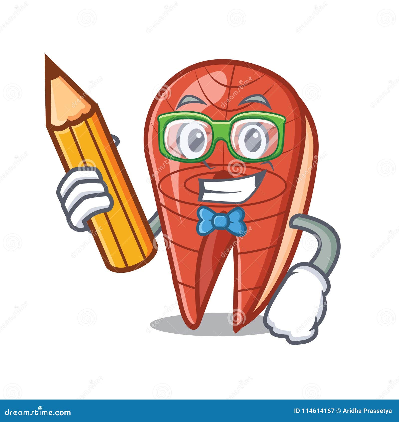 Student Fish Slice Character Cartoon Stock Vector - Illustration of ...