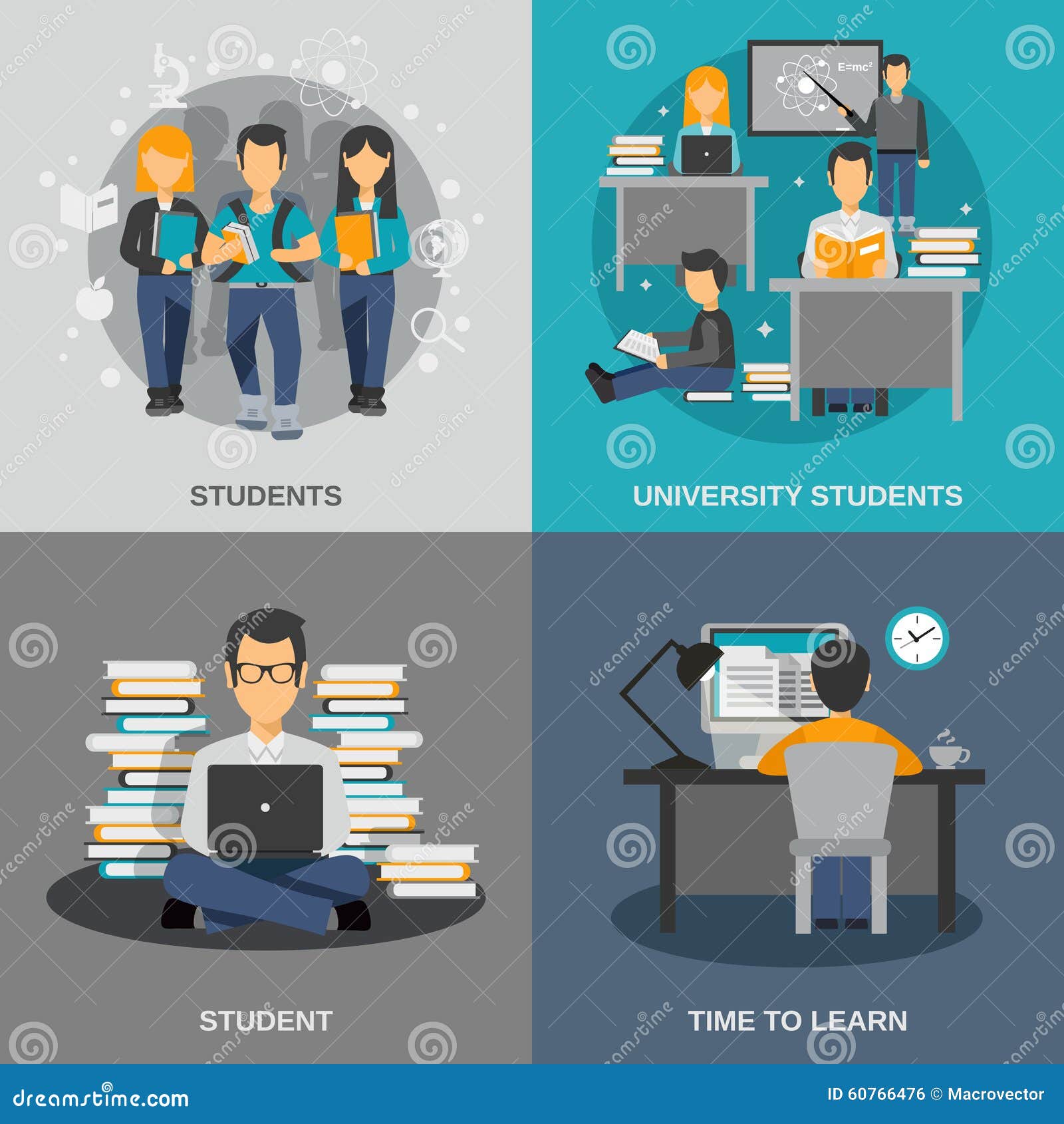 Student Flat Set stock vector. Illustration of business - 60766476