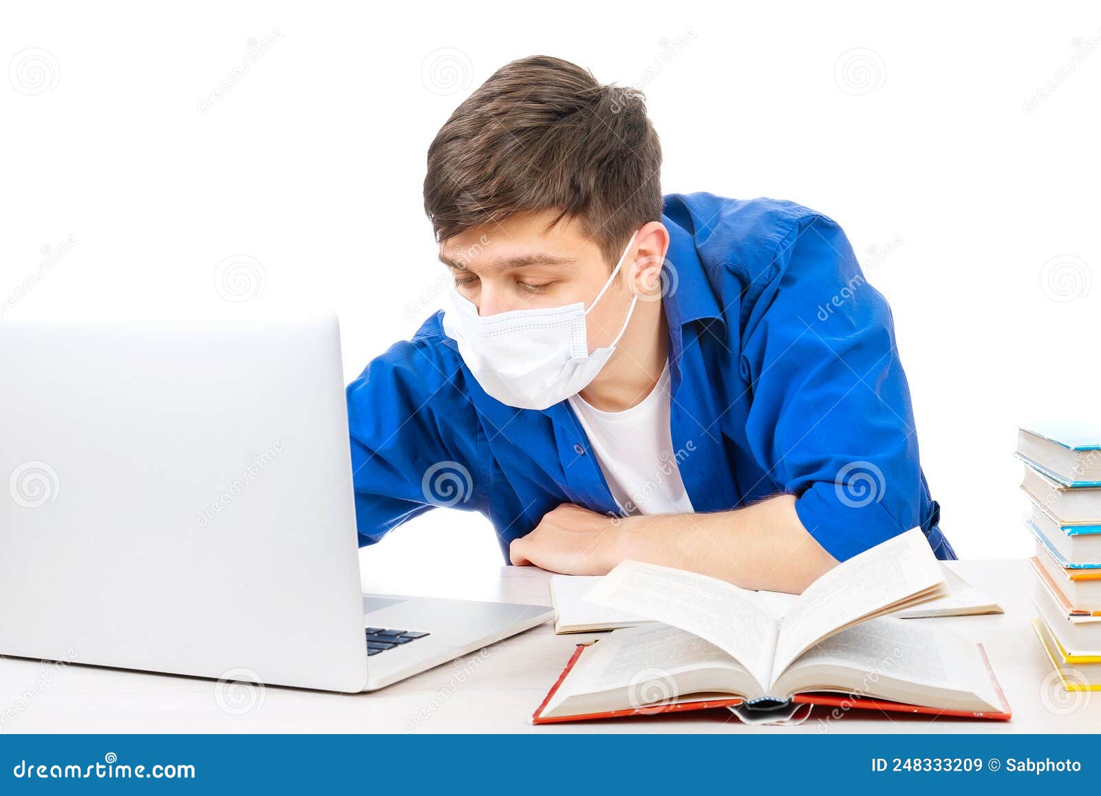 Student in Flu Mask stock image. Image of pupil, cute - 248333209