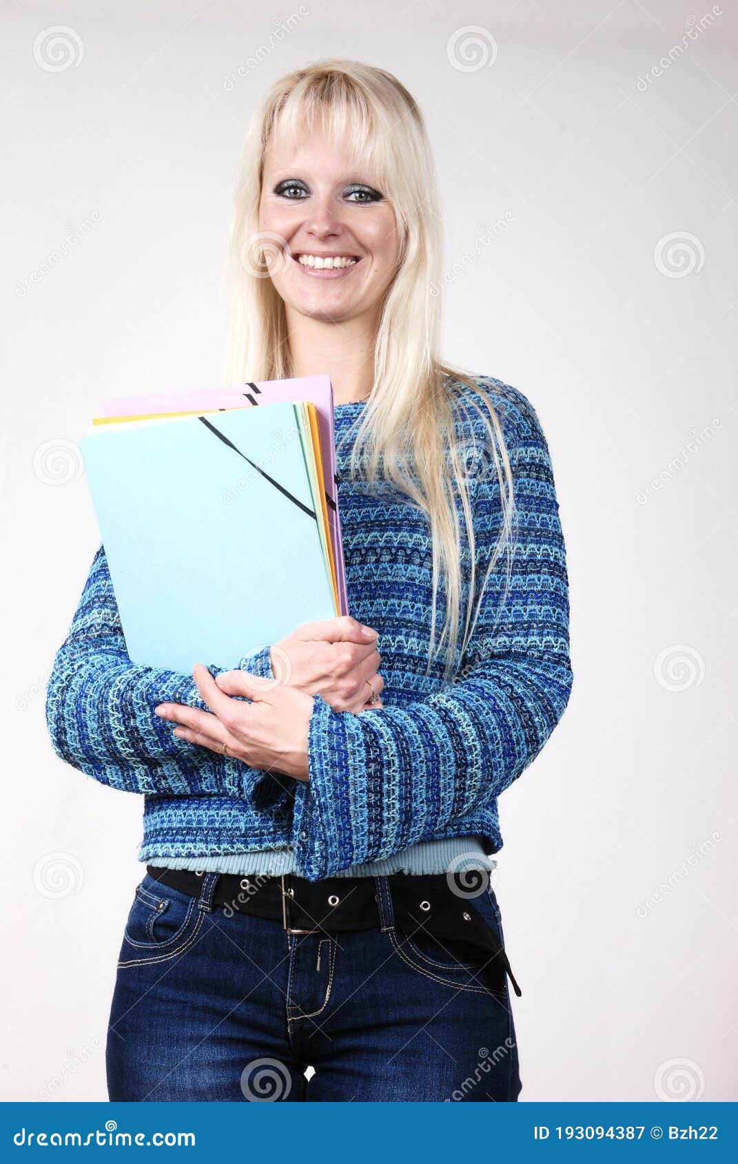 Student with folders stock image. Image of female, campus - 193094387