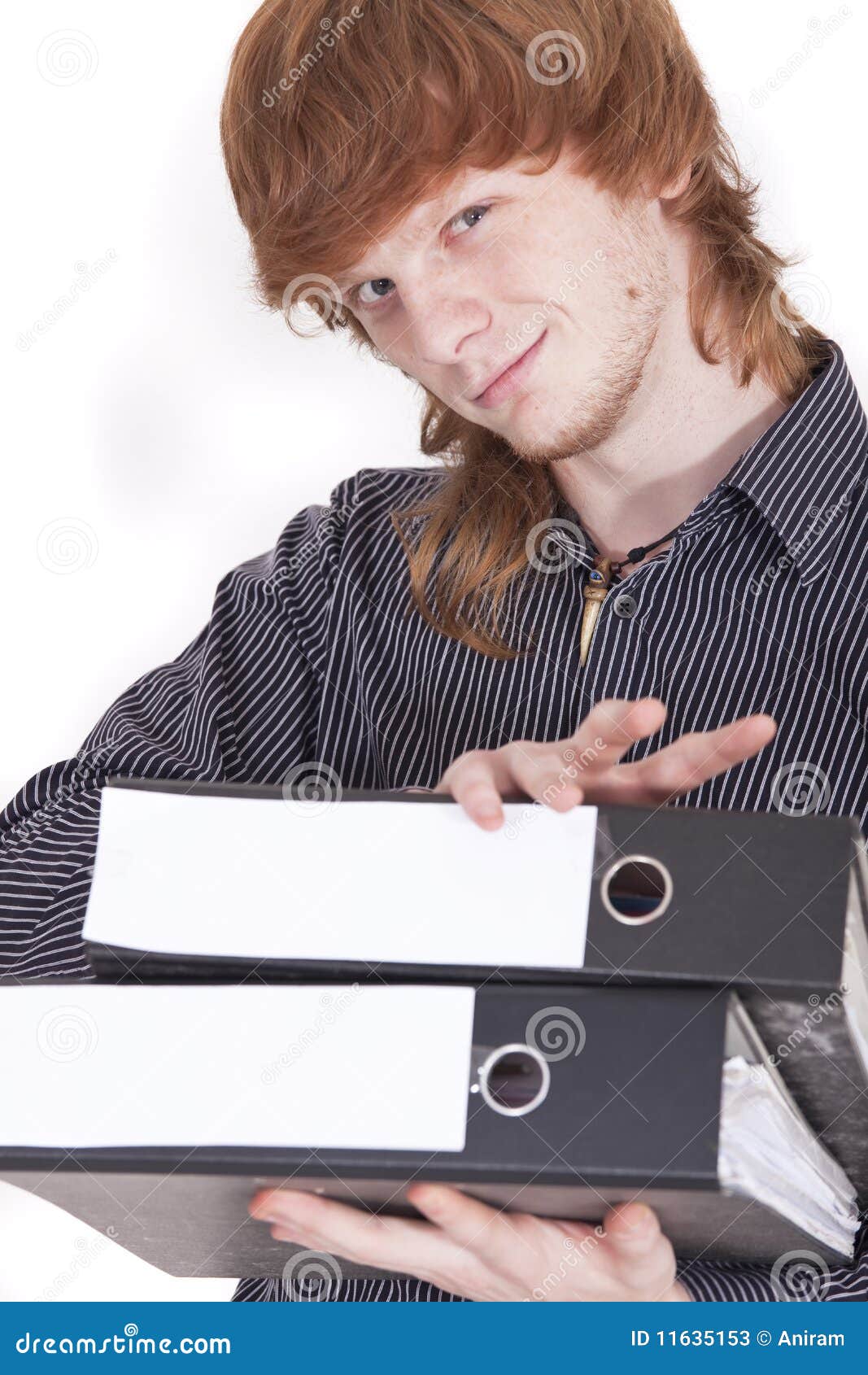 Student with folders stock image. Image of papers, white - 11635153