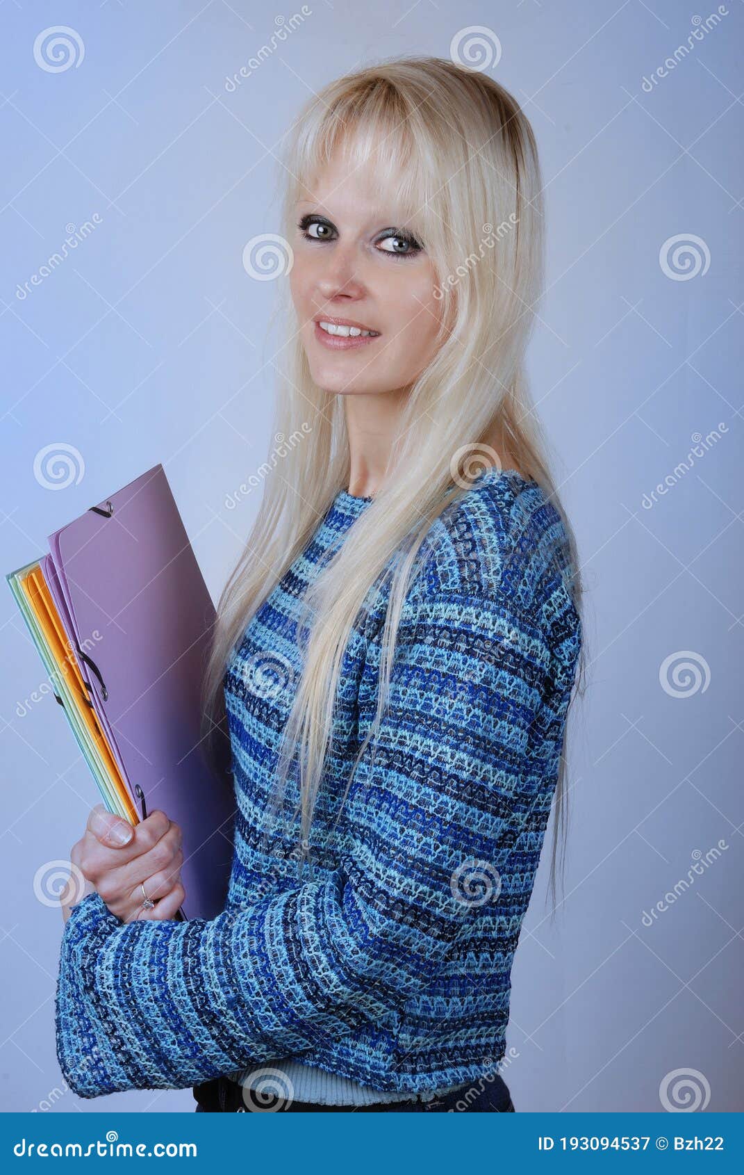 Student with folders stock image. Image of blond, school - 193094537