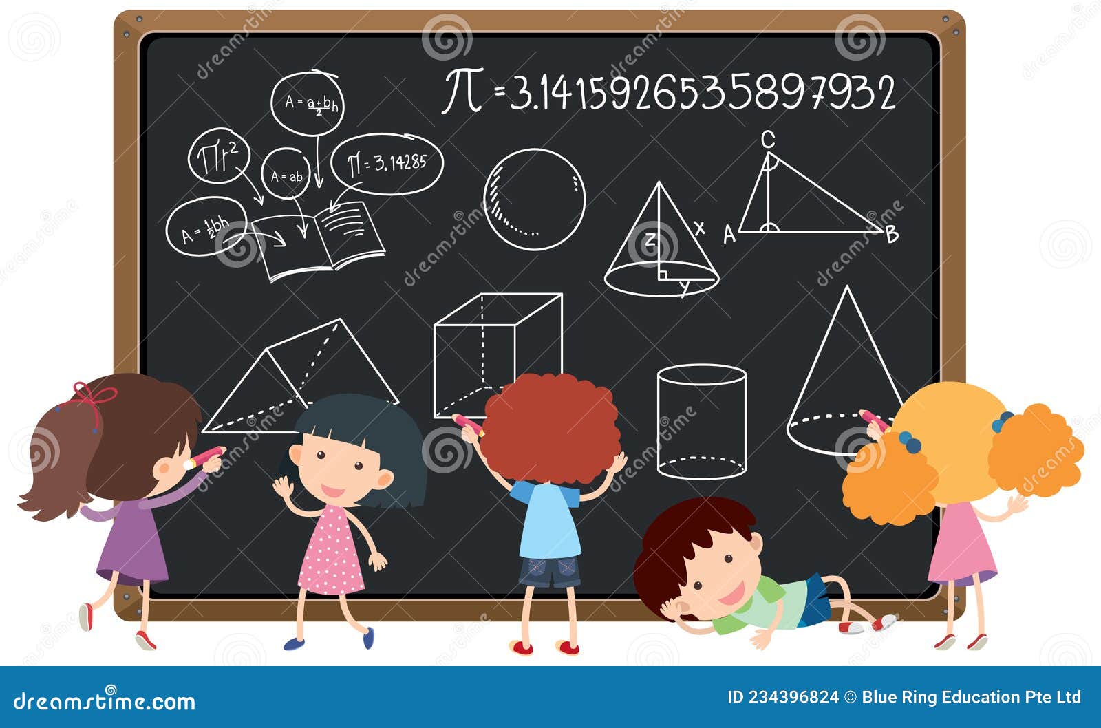 Student in Front of Blackboard Full of Math Formula Stock Vector ...