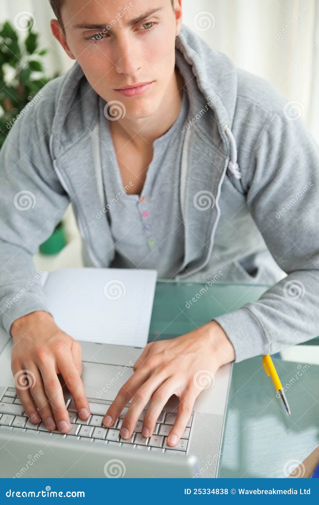 Student Frowning while Doing His Homework Stock Photo - Image of ...