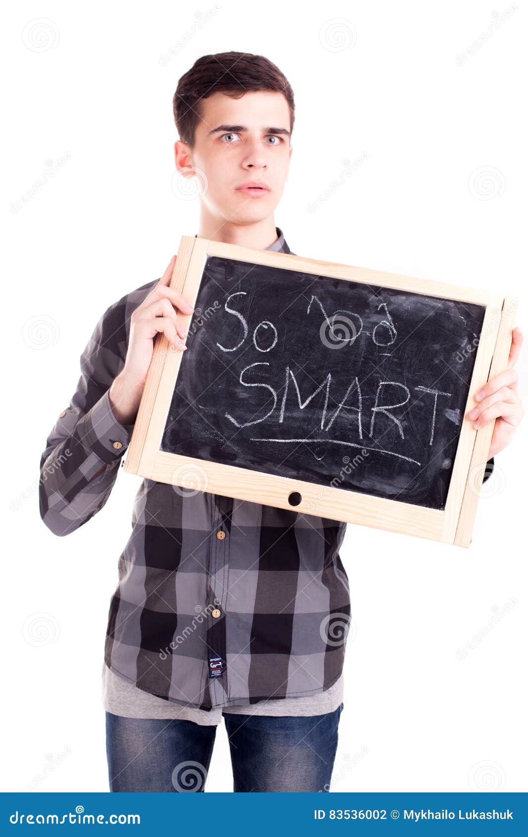 Student with Funny Face Hold Board with Text Isolated Stock Photo ...