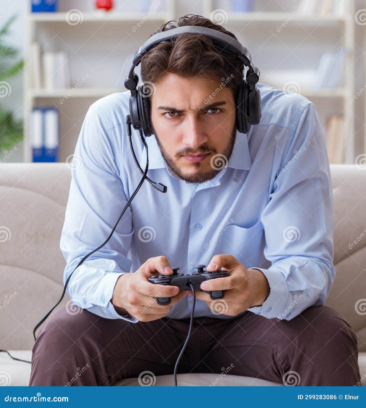 Student Gamer Playing Games at Home Stock Photo - Image of nerd, couch ...