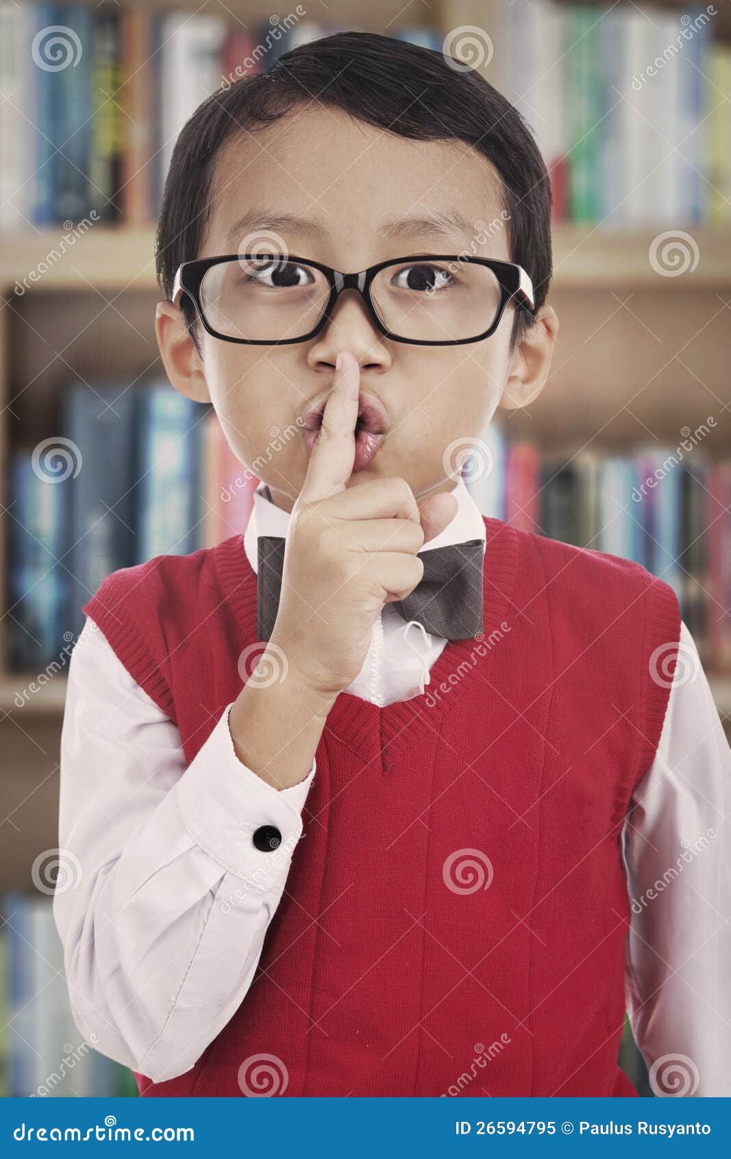 Student gesturing silence stock image. Image of attractive - 26594795